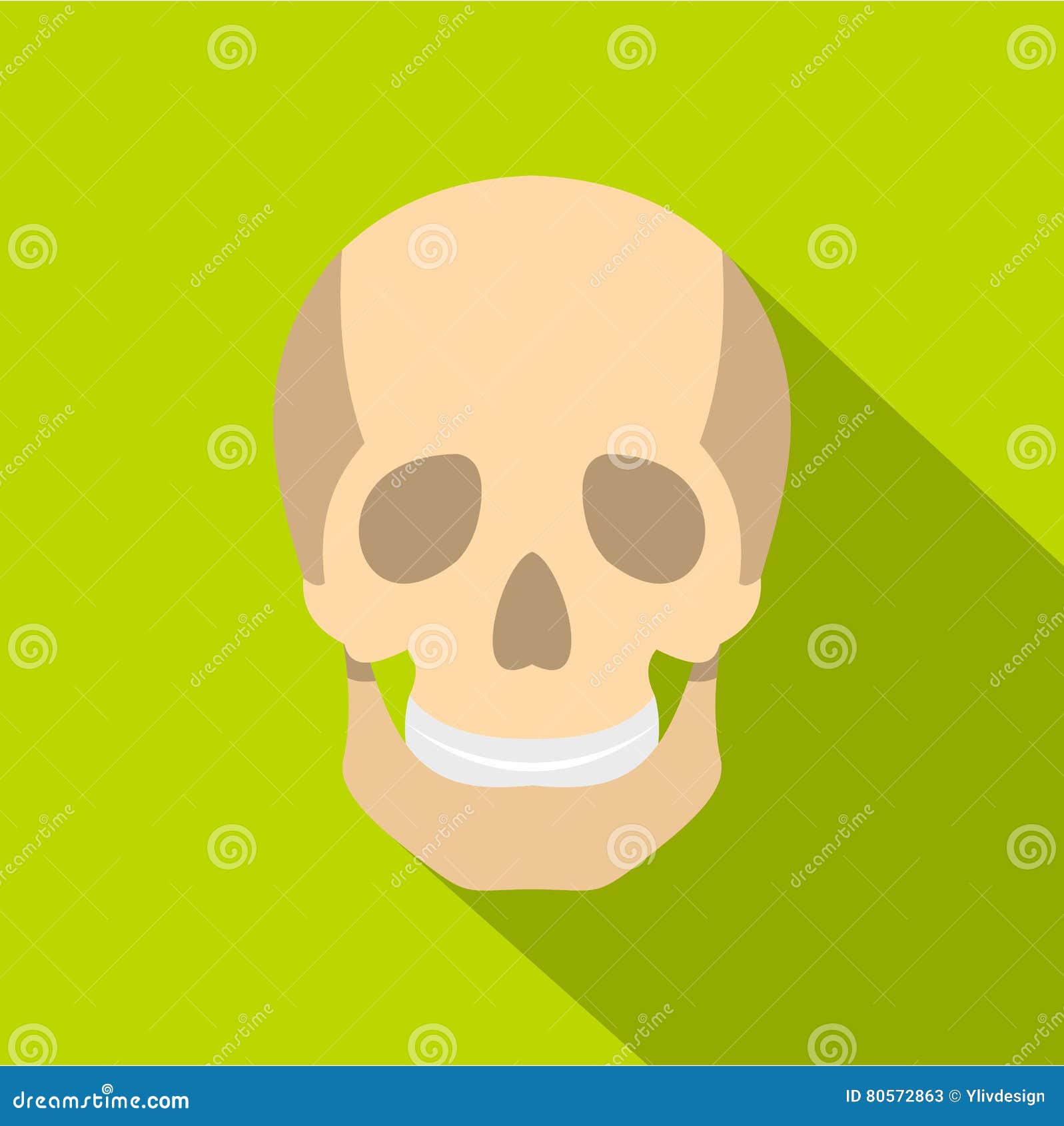 Skull icon, flat style stock vector. Illustration of bone - 80572863