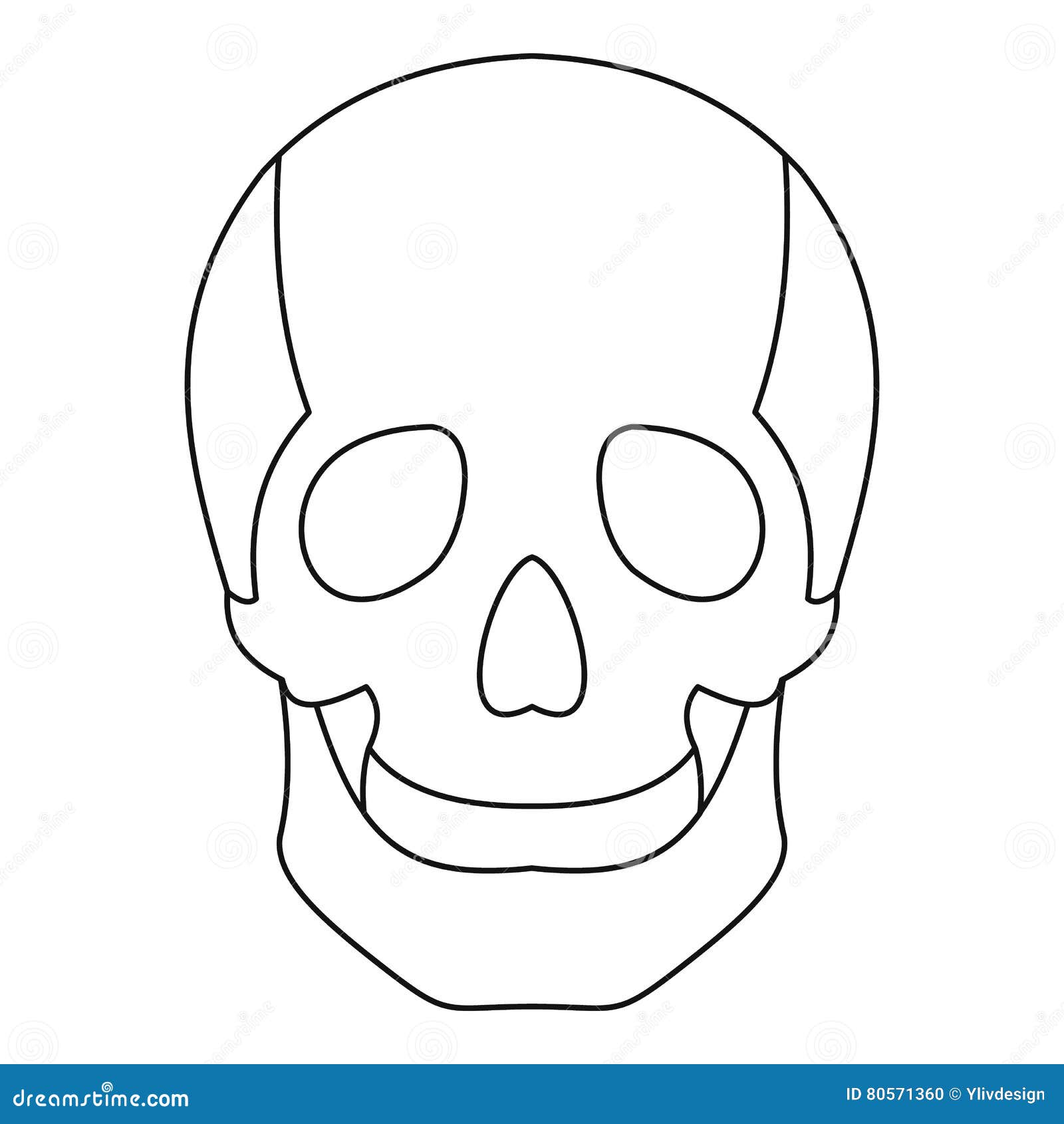 Skull icon, outline style stock vector. Illustration of sign - 80571360