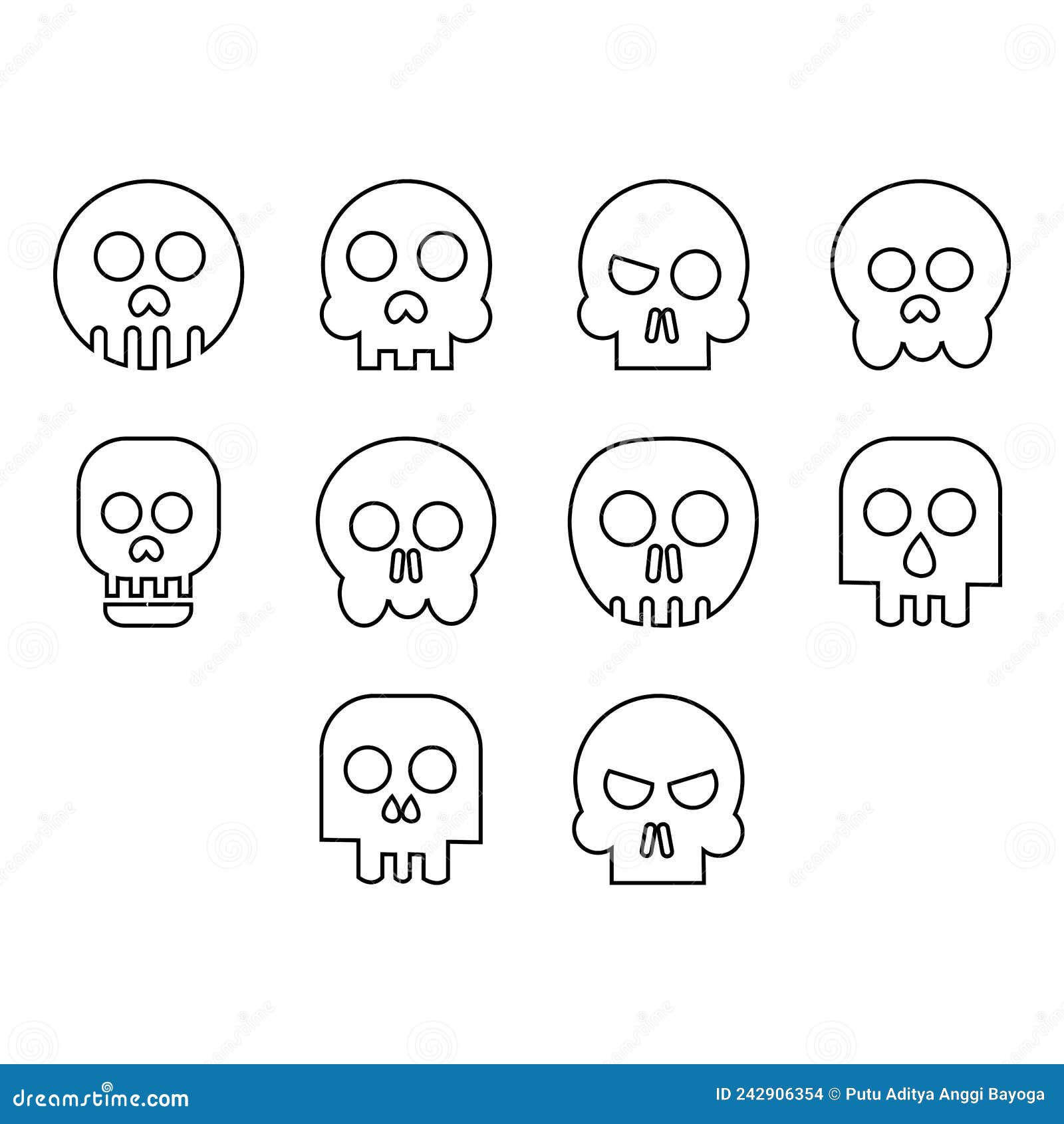 Skull icon set stock vector. Illustration of design - 242906354