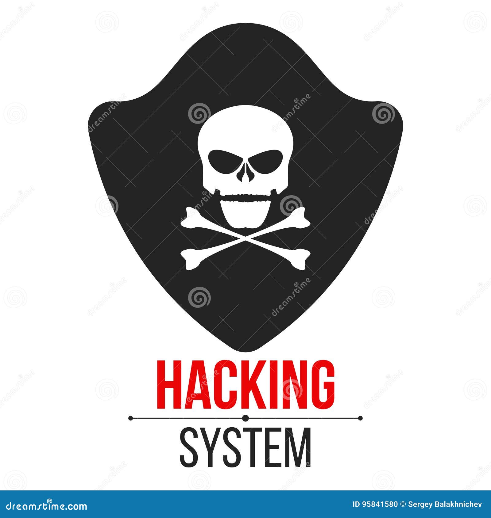 Skull Icon with Shield on White Background. the Hacker Hacked the ...