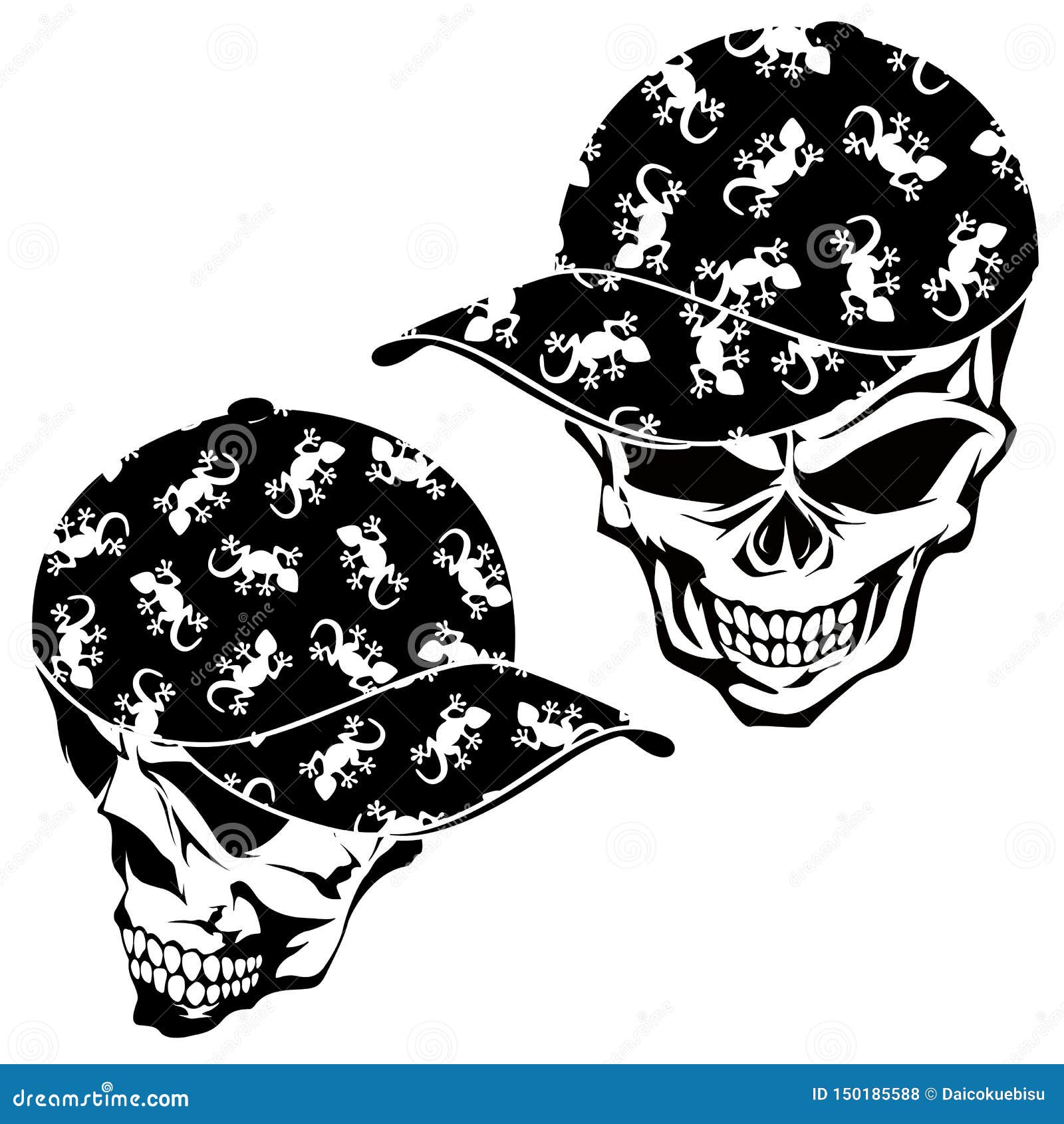 Skull Illustration Covered with a Cap, Stock Vector - Illustration of ...