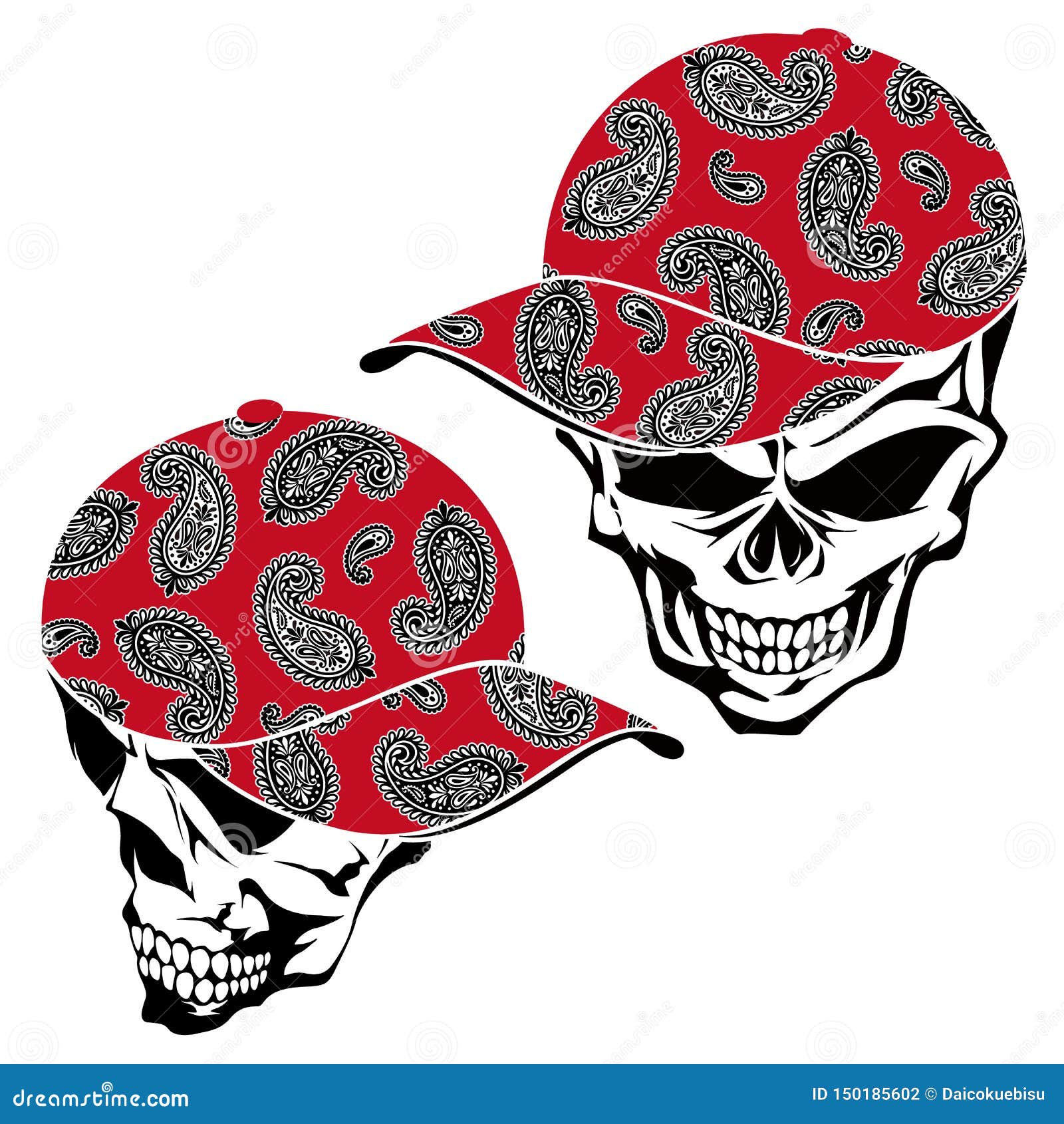 Skull Illustration Covered with a Cap, Stock Vector - Illustration of ...