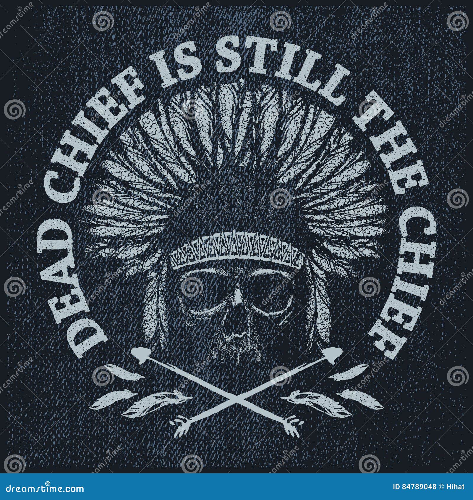 Skull Indian Chief Hand Drawing Style Stock Illustration - Illustration ...