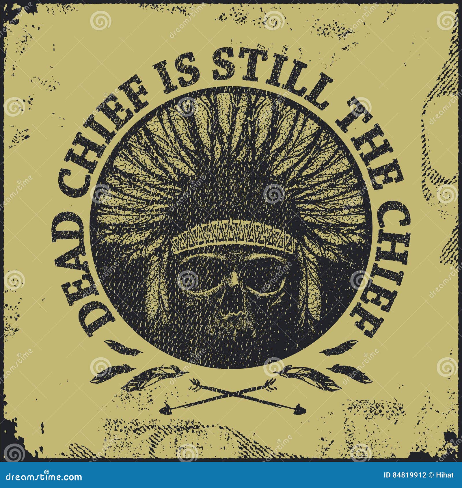 Skull Indian Chief Hand Drawing Style Stock Illustration - Illustration ...