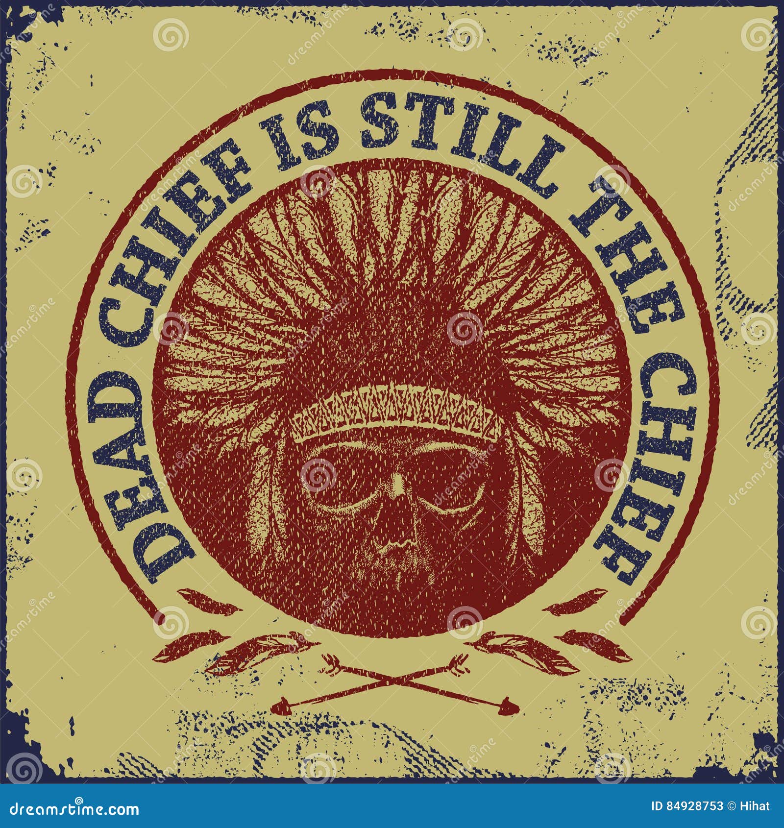 Skull Indian Chief Hand Drawing Style Stock Illustration - Illustration ...