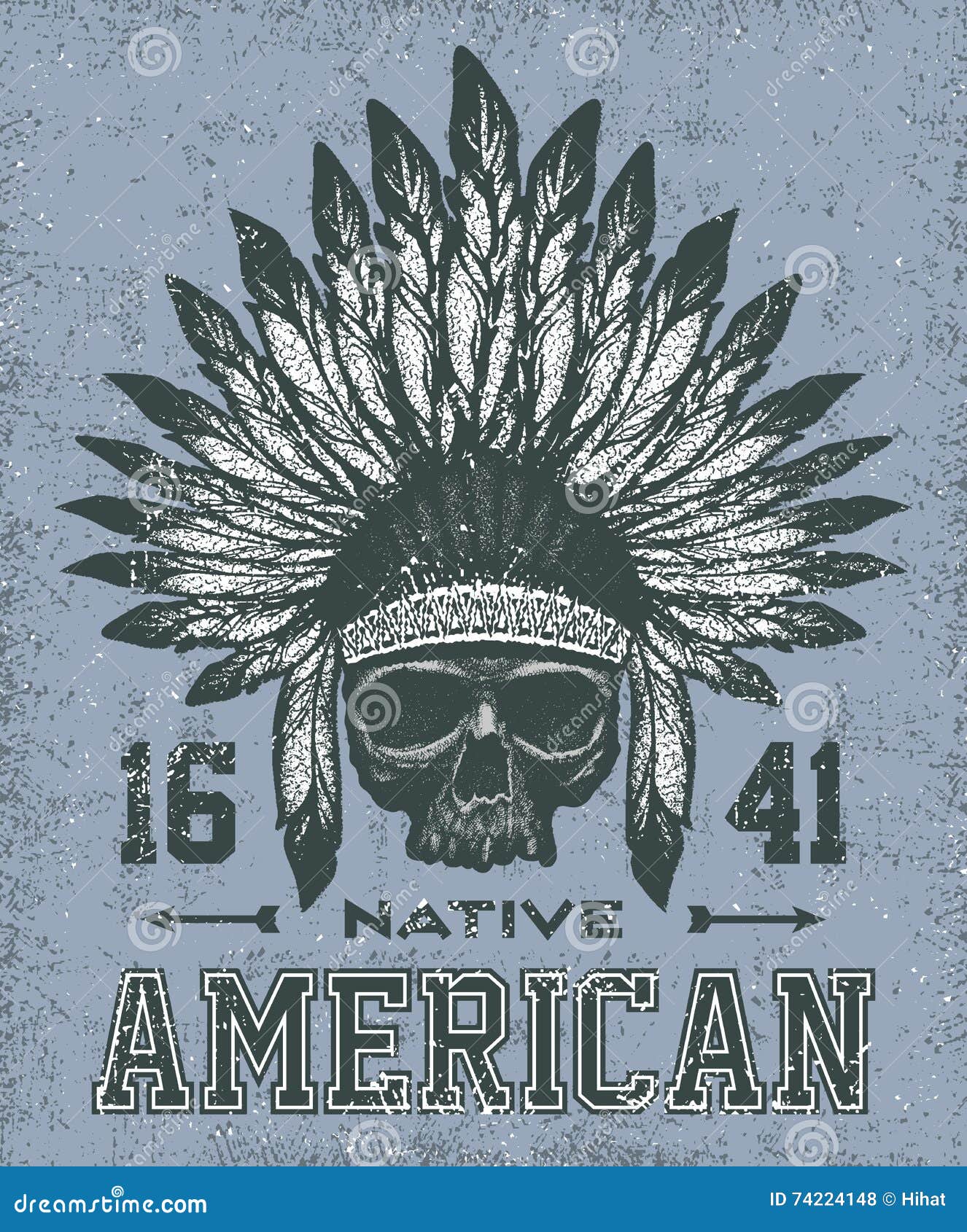 Skull Indian Chief Hand Drawing Style Stock Vector - Illustration of ...