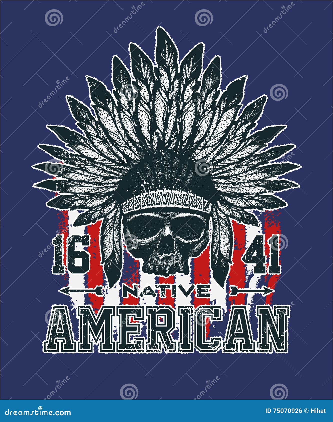 Skull Indian Chief Hand Drawing Style Stock Vector - Illustration of ...