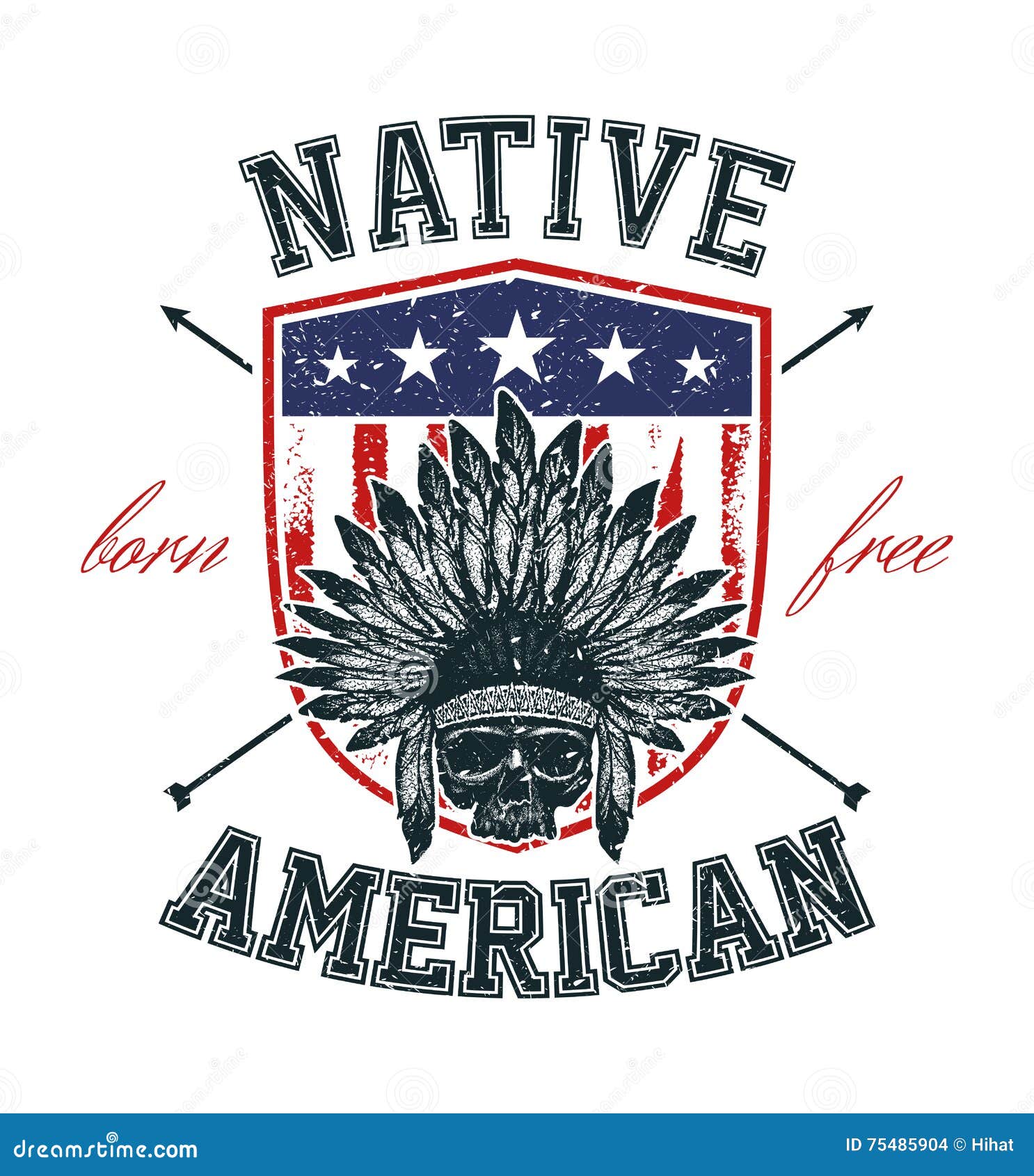 Skull Indian Chief Hand Drawing Style Stock Vector - Illustration of ...