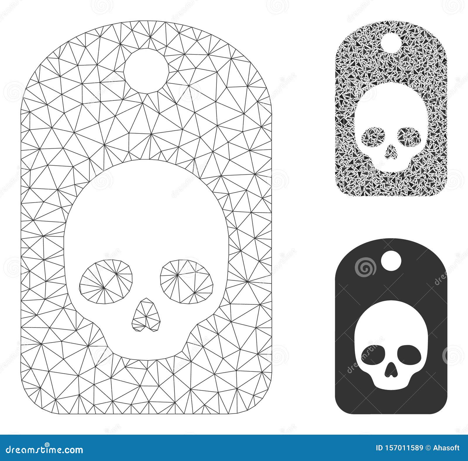 Skull Label Vector Mesh Wire Frame Model and Triangle Mosaic Icon Stock ...