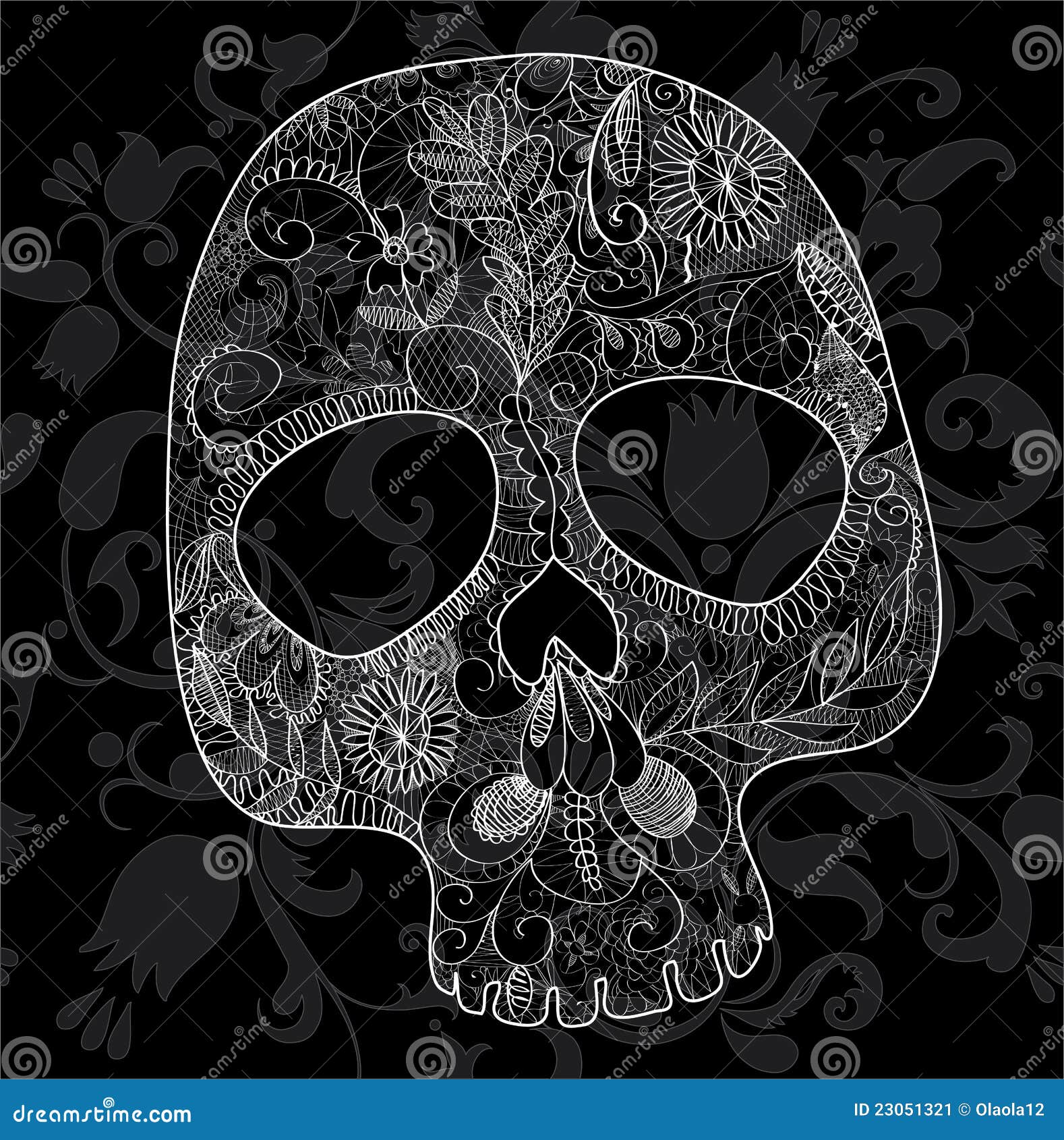 Skull lace stock vector. Illustration of pattern, background - 23051321