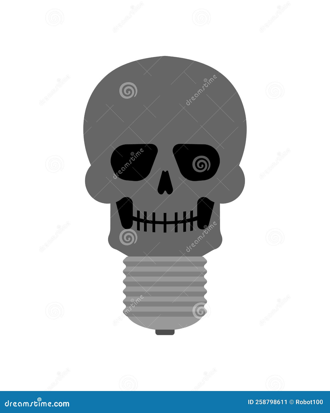 Skull Light Bulb Dead Idea. Vector Illustration Stock Vector ...