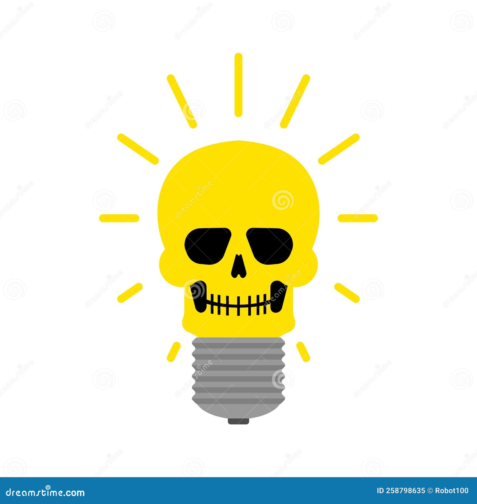 Skull Light Bulb Dead Idea. Vector Illustration Stock Vector ...