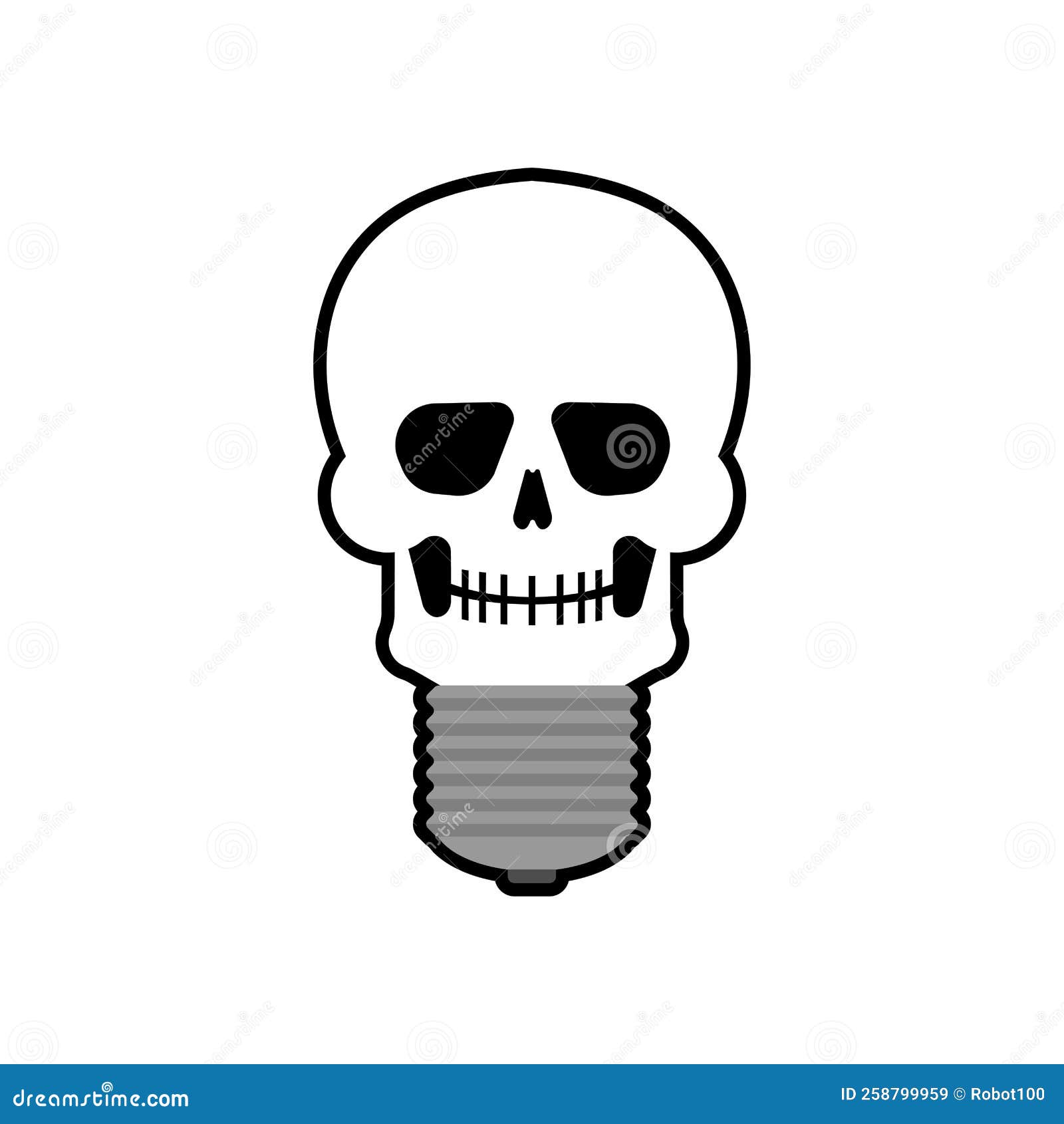 Skull Light Bulb Dead Idea. Vector Illustration Stock Vector ...