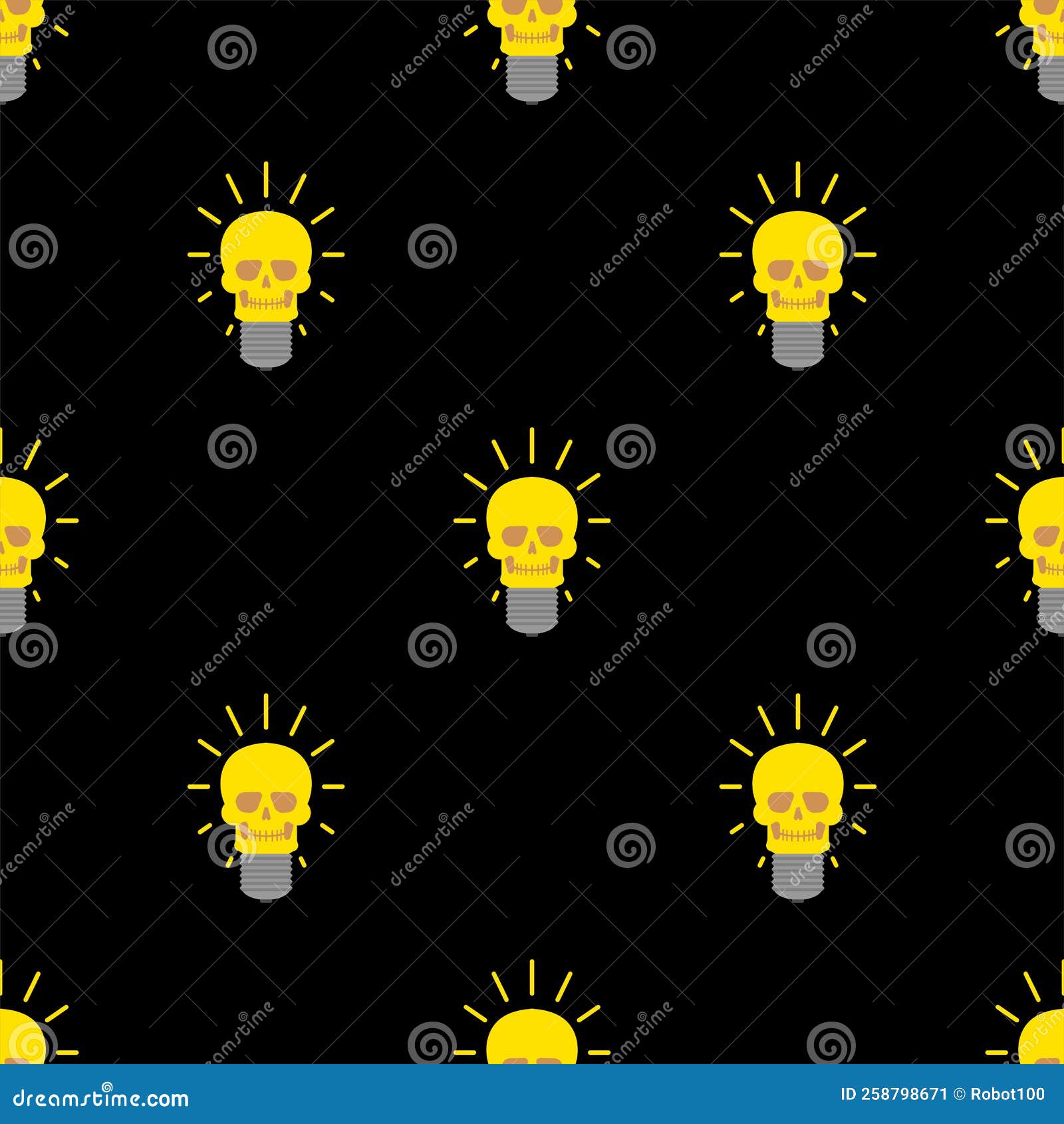 Skull Light Bulb Pattern Seamless. Concept Dead Idea Background Stock ...