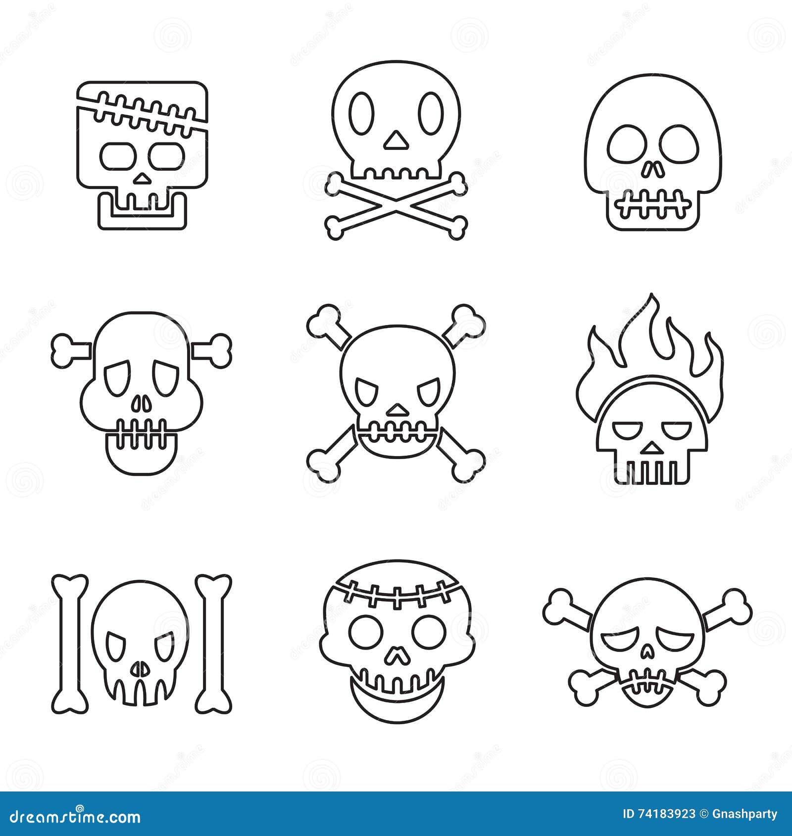 Skull Line Art Pattern Vector Illustration | CartoonDealer.com #51224524