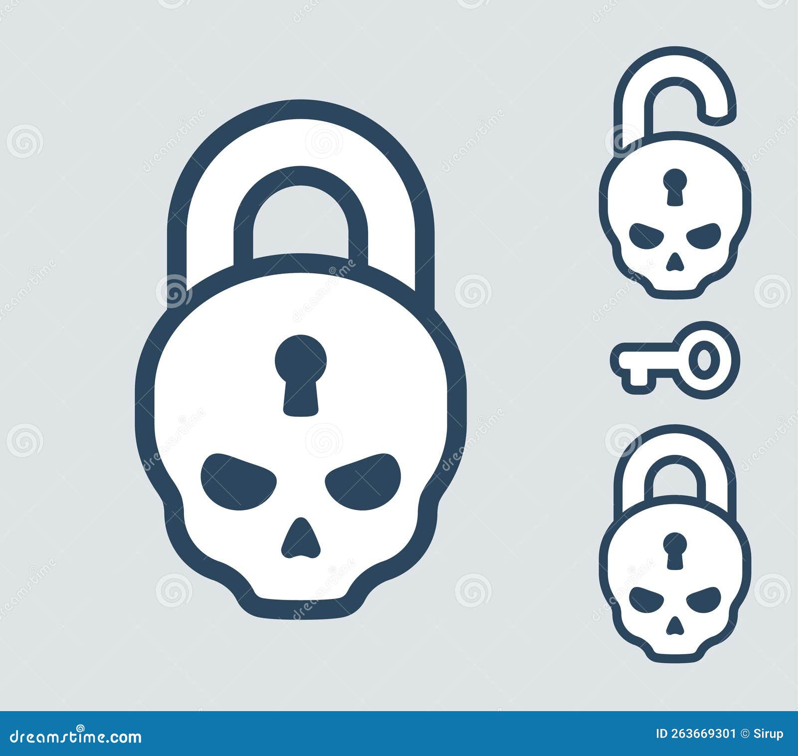 Skull Lock Icon Set - Security Padlock Concept Stock Vector ...