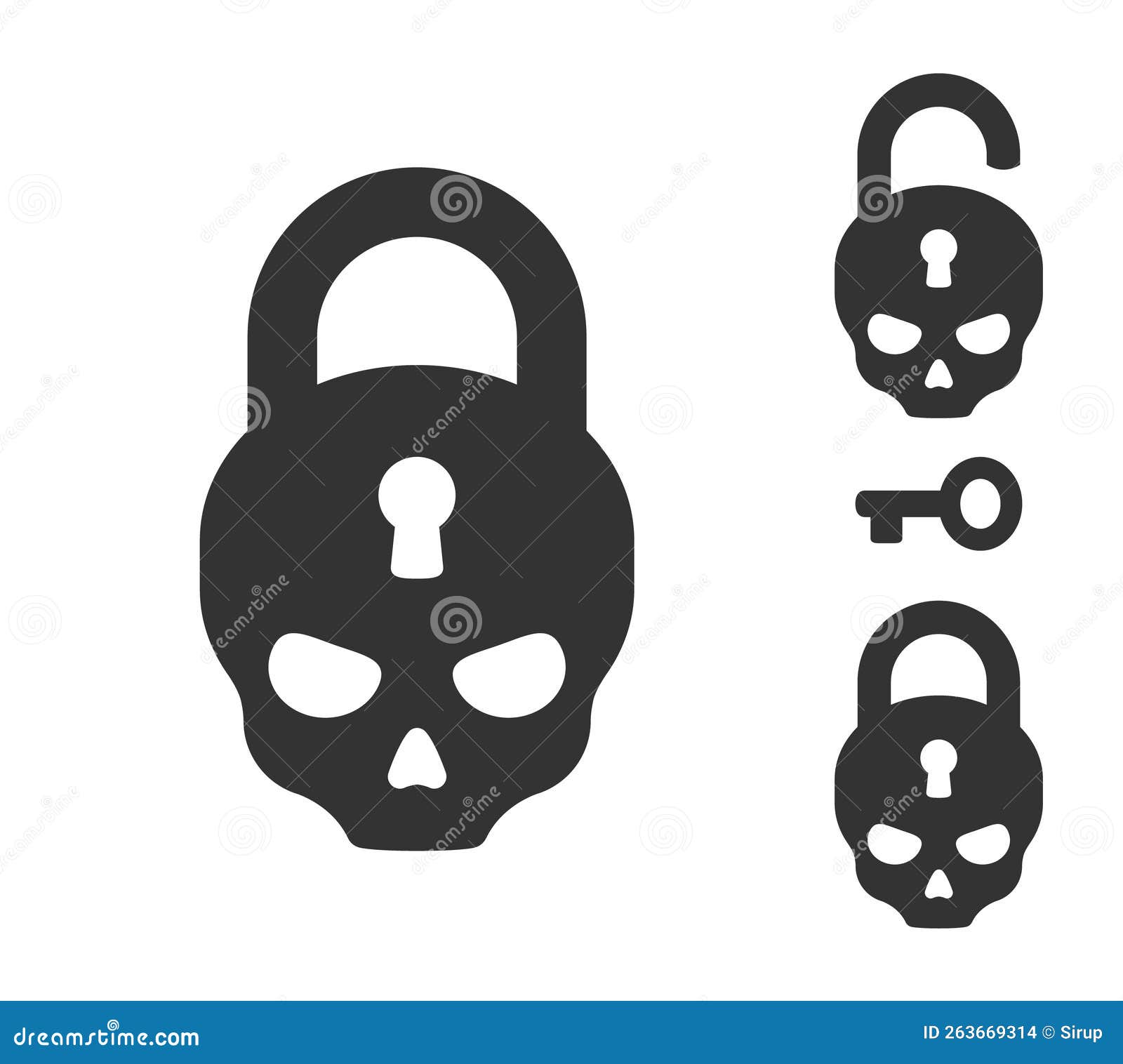 Skull Lock Icon Set - Security Padlock Concept Stock Vector ...