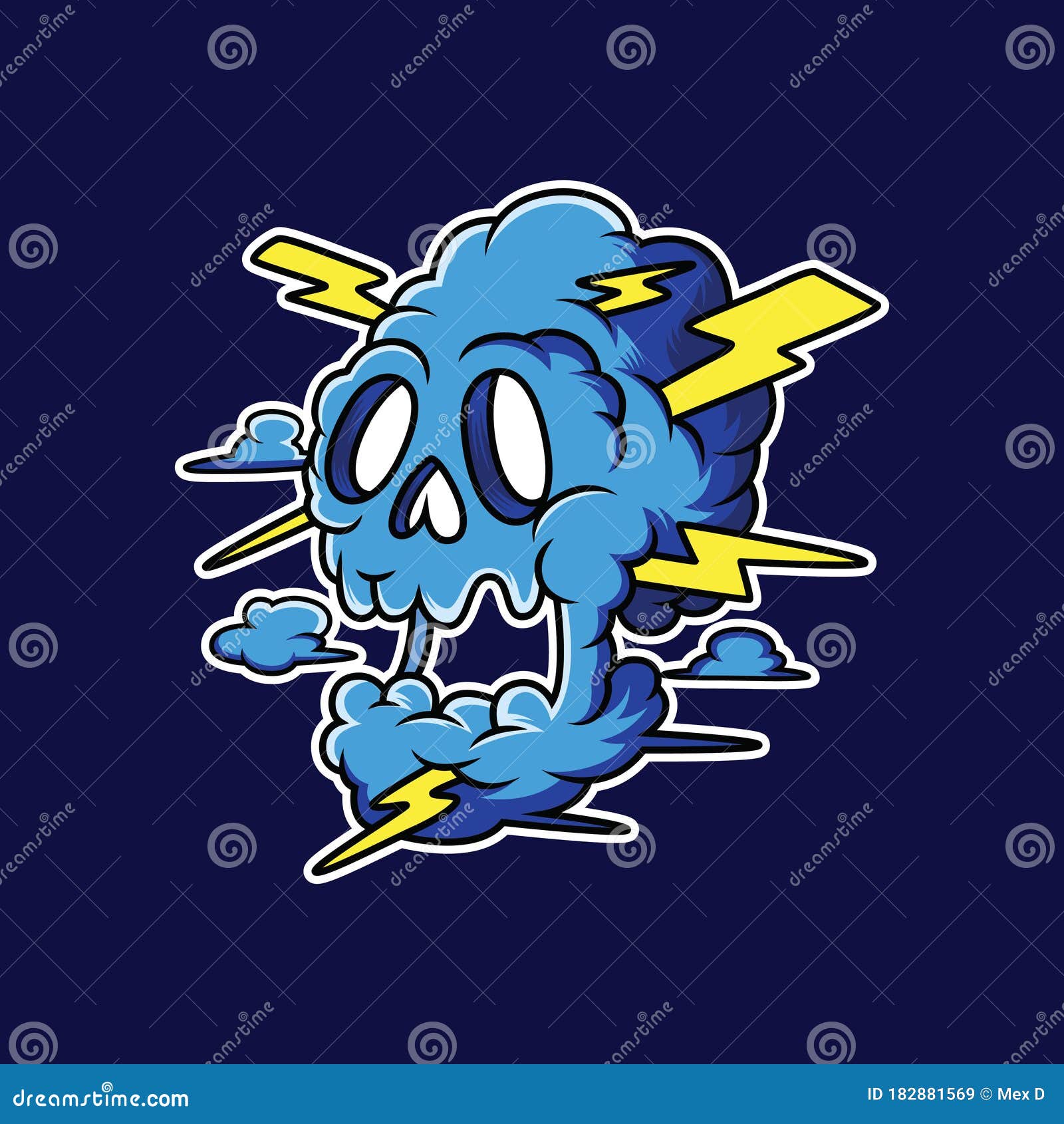 Skull logo with lightning stock vector. Illustration of lightning ...