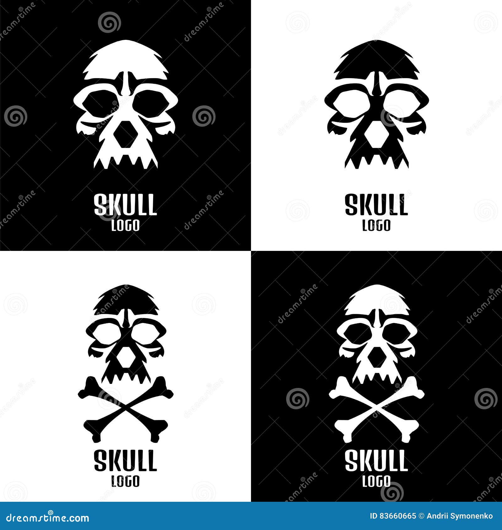Skull logo set. stock vector. Illustration of anatomy - 83660665