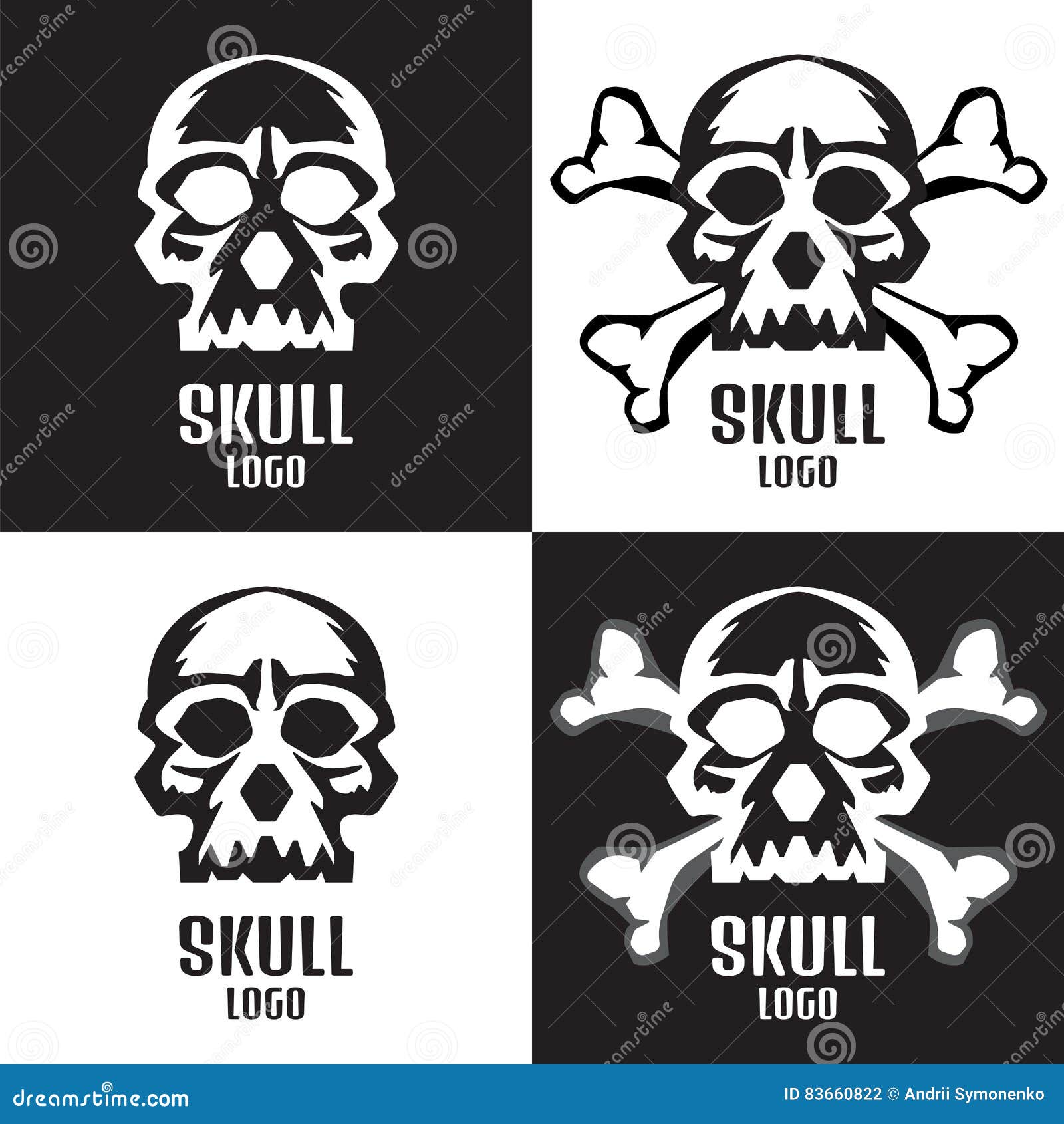 Skull Logo Set. Human Skulls Set Stock Vector - Illustration of ...