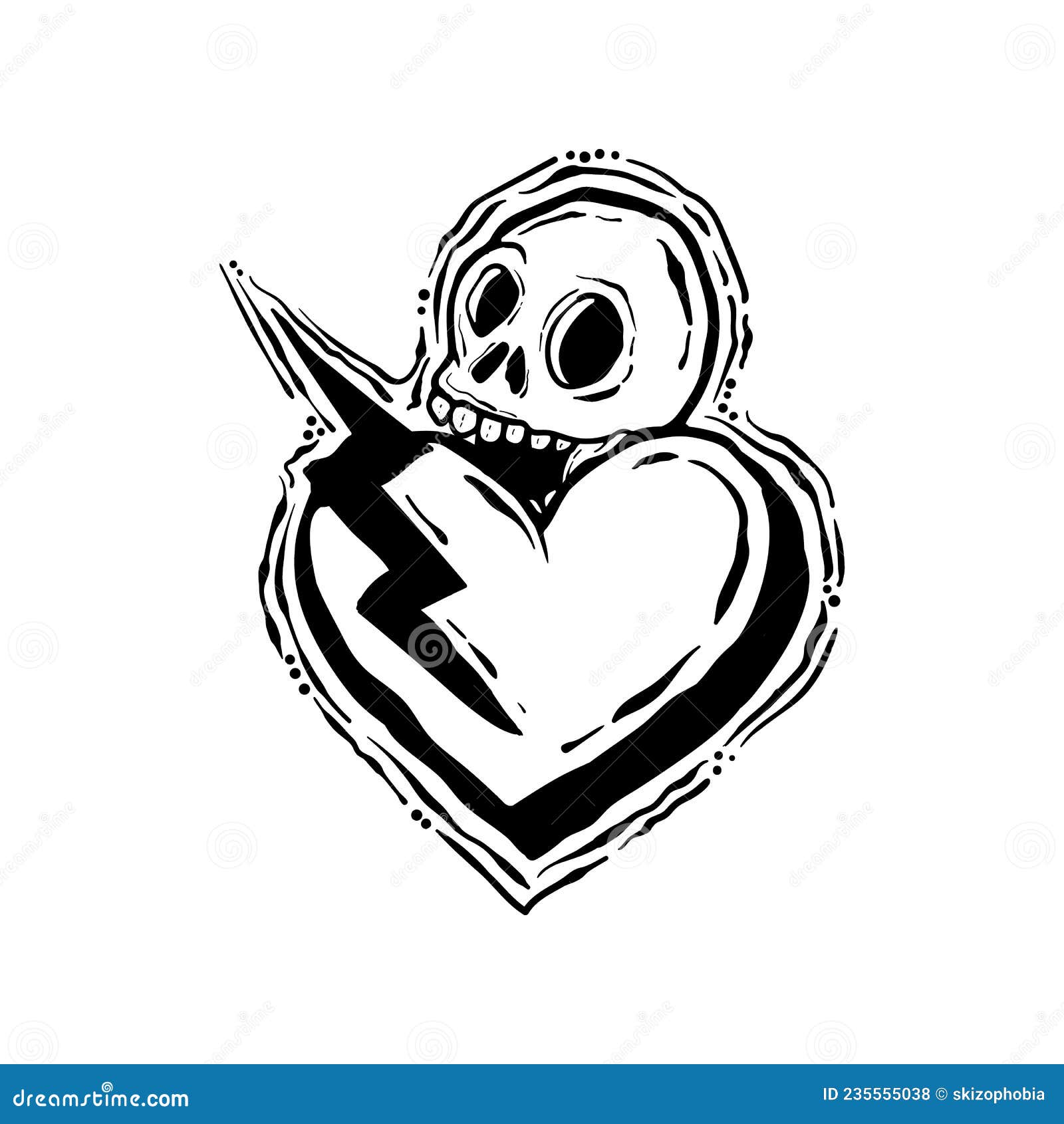 Skull Love with Hand Drawing Style Free Vector Stock Vector ...