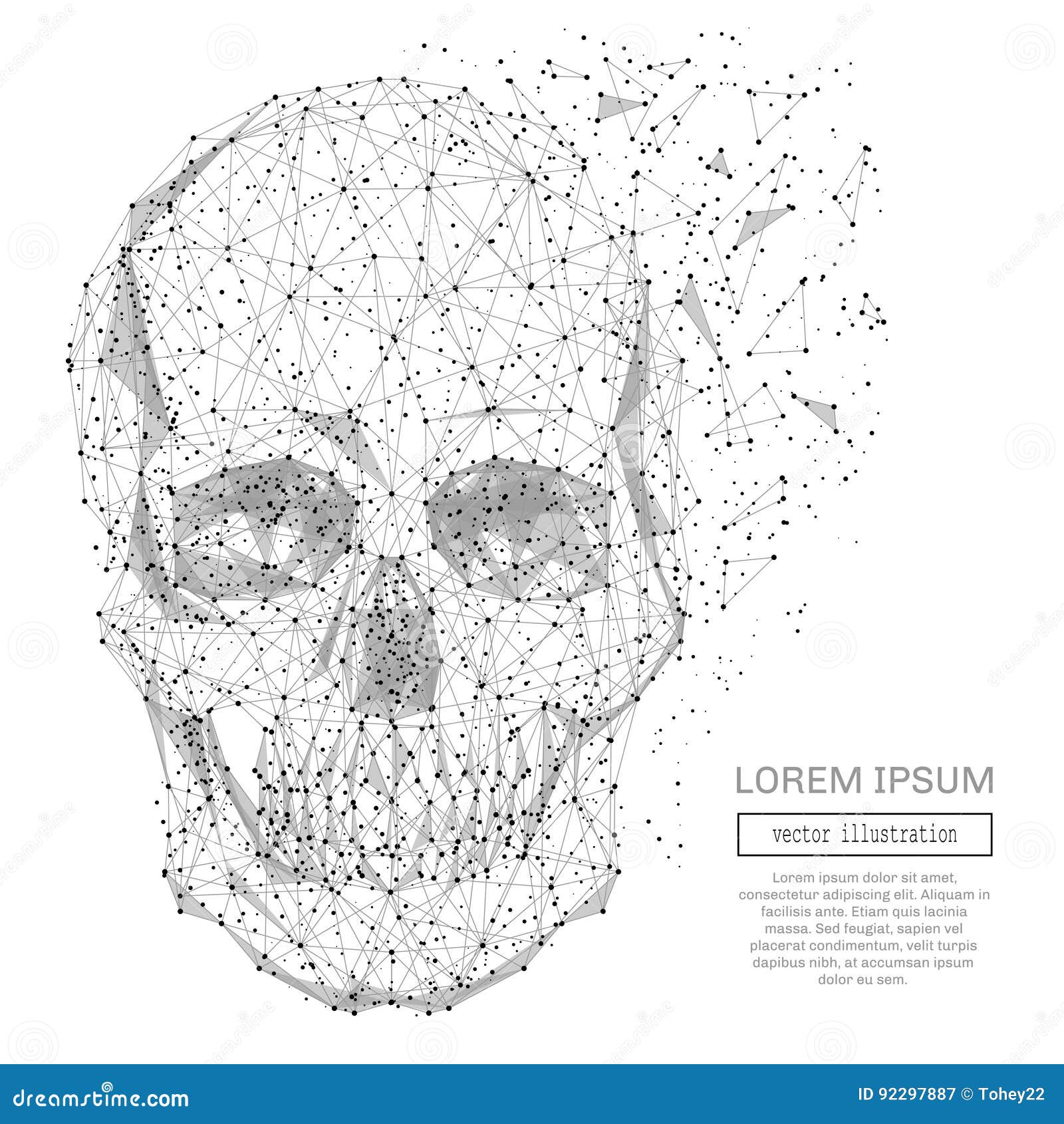 Skull low poly gray stock vector. Illustration of geometric - 92297887