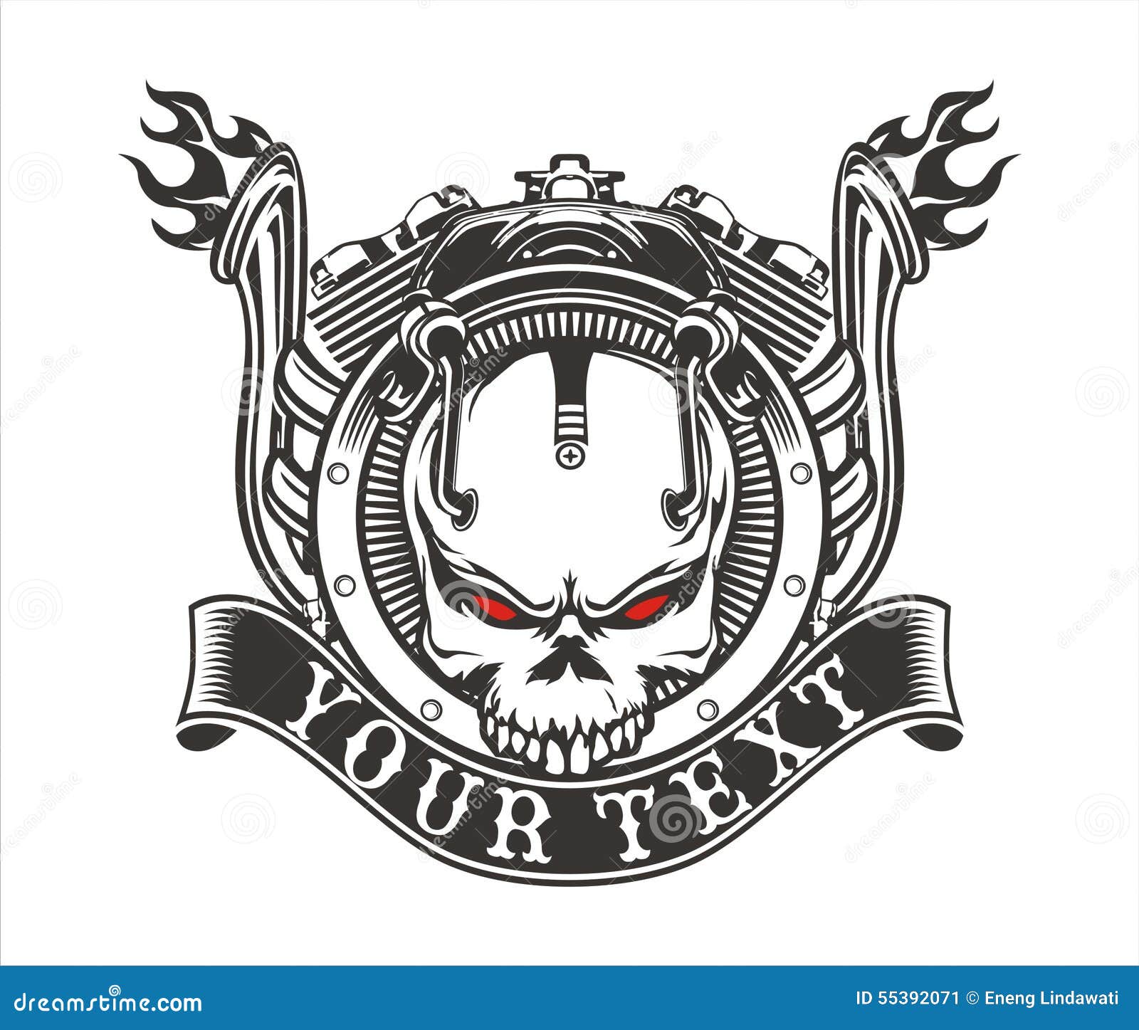 SKULL machine exhausts stock illustration. Illustration of emblem ...