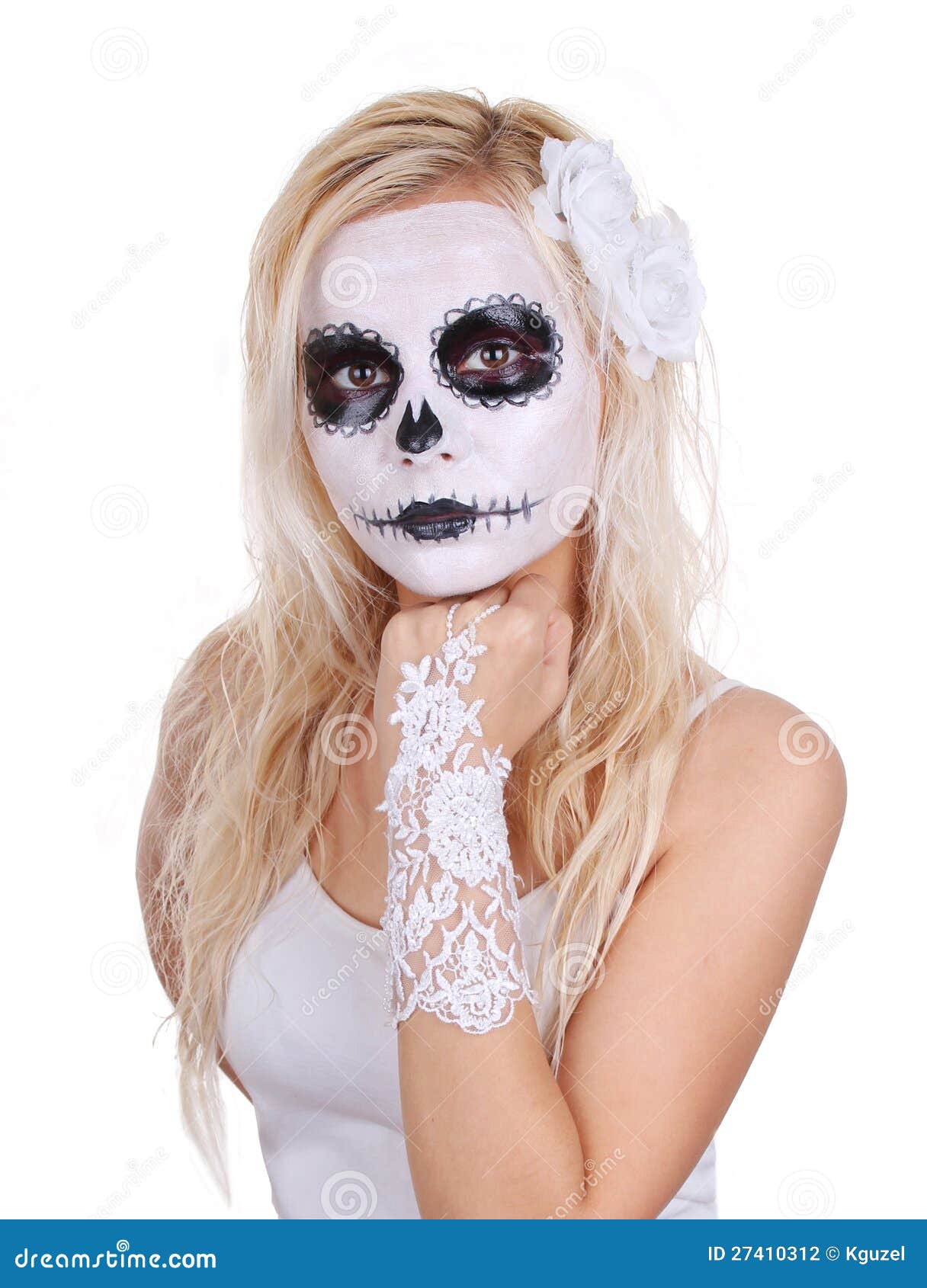 Skull makeup on young girl stock photo. Image of ghost - 27410312