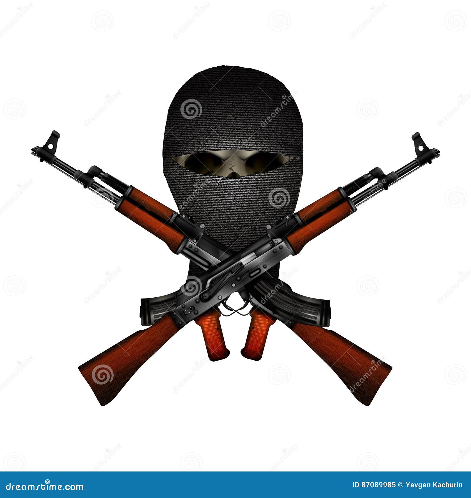 Skull Mask And Machine Guns Kalashnikov Stock Vector - Illustration of ...