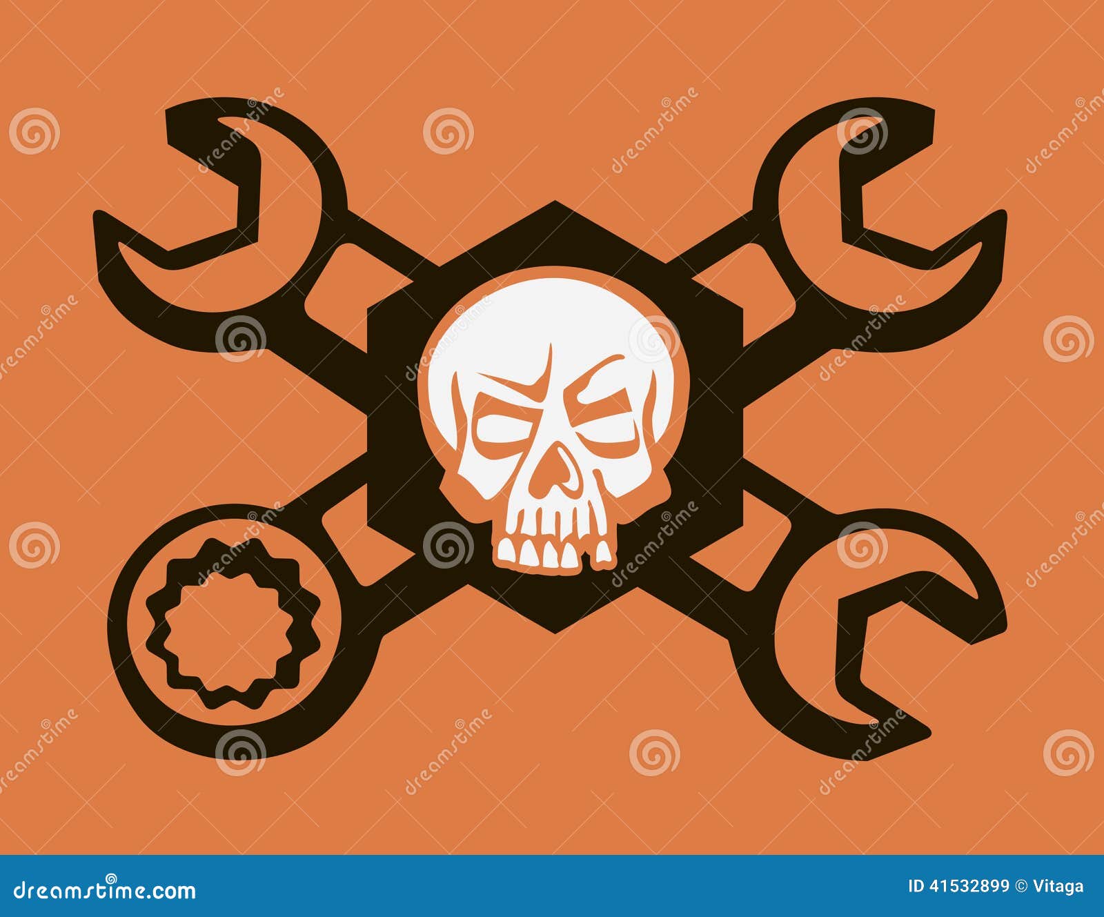 Skull mechanics stock vector. Illustration of human, racing - 41532899