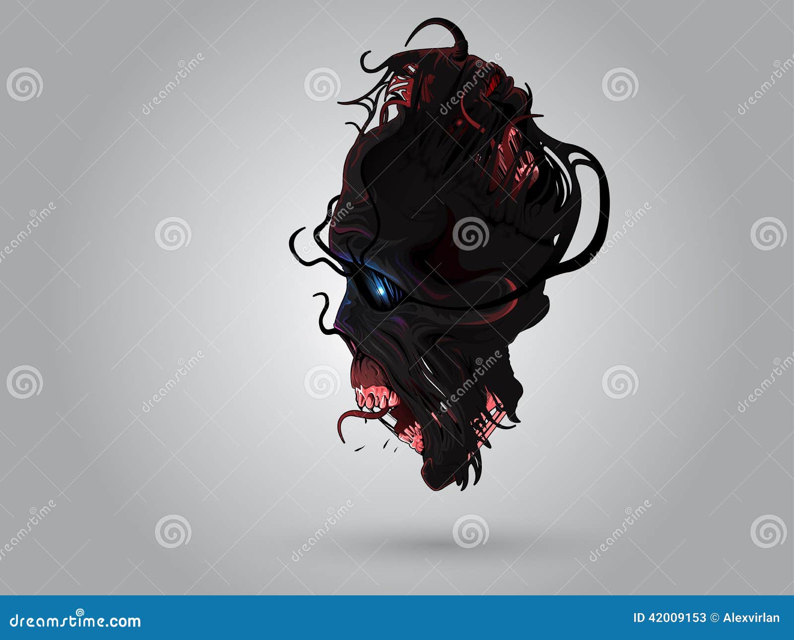 Skull Monster In Vintage Style Vector Illustration | CartoonDealer.com ...