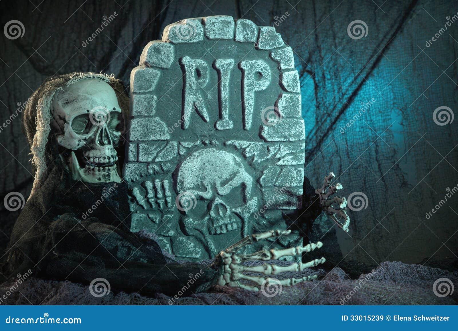 Skull Monster and Tombstone Stock Image - Image of decoration, ghost ...