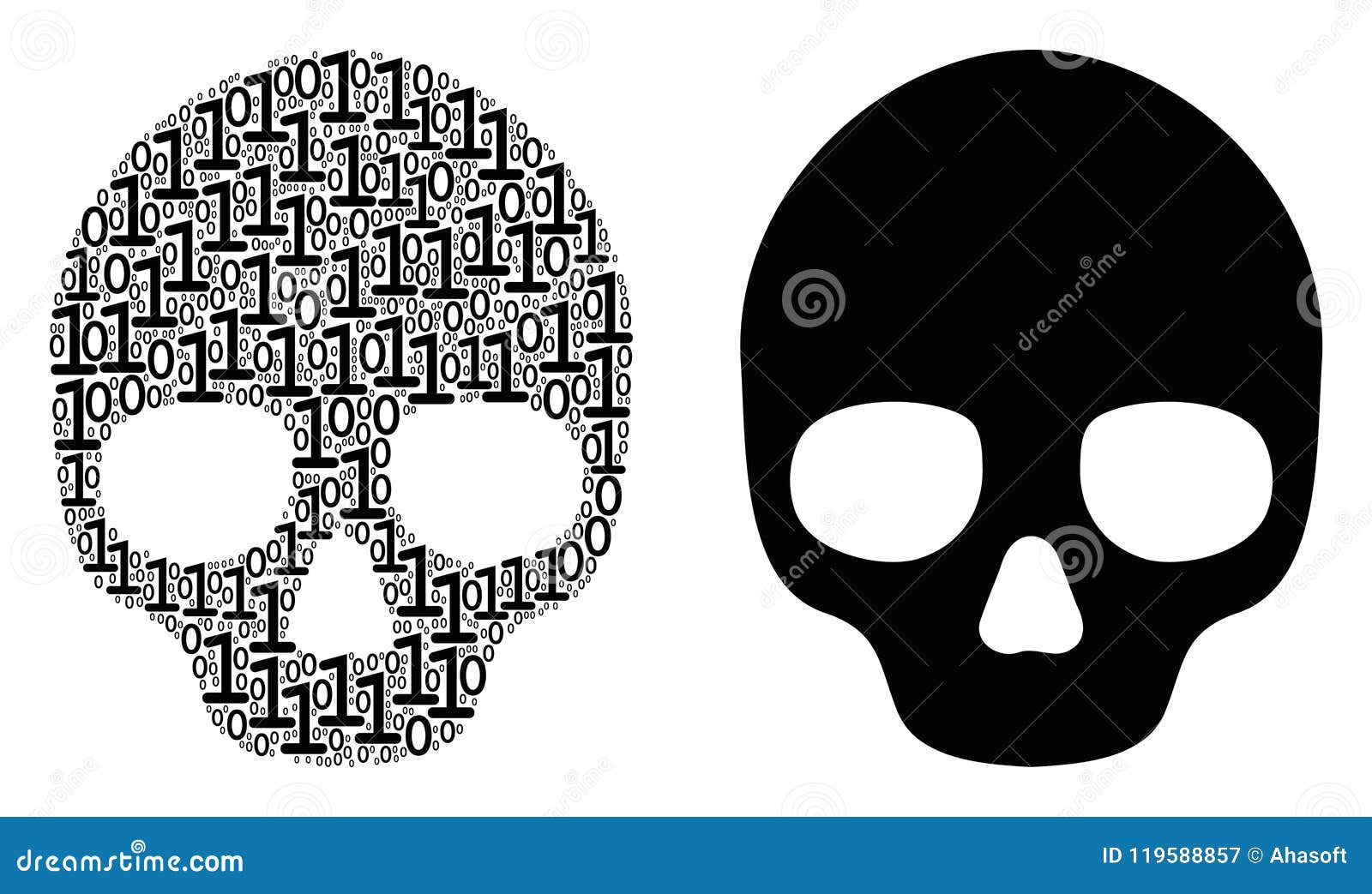 Skull Mosaic of Binary Digits Stock Vector - Illustration of ...