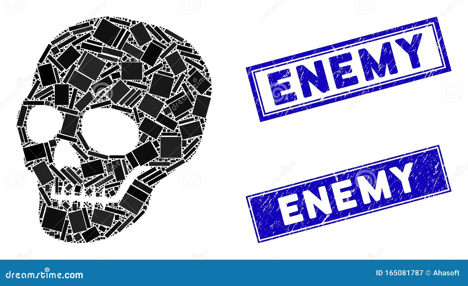 Skull Mosaic and Scratched Rectangle Enemy Seals Stock Illustration ...