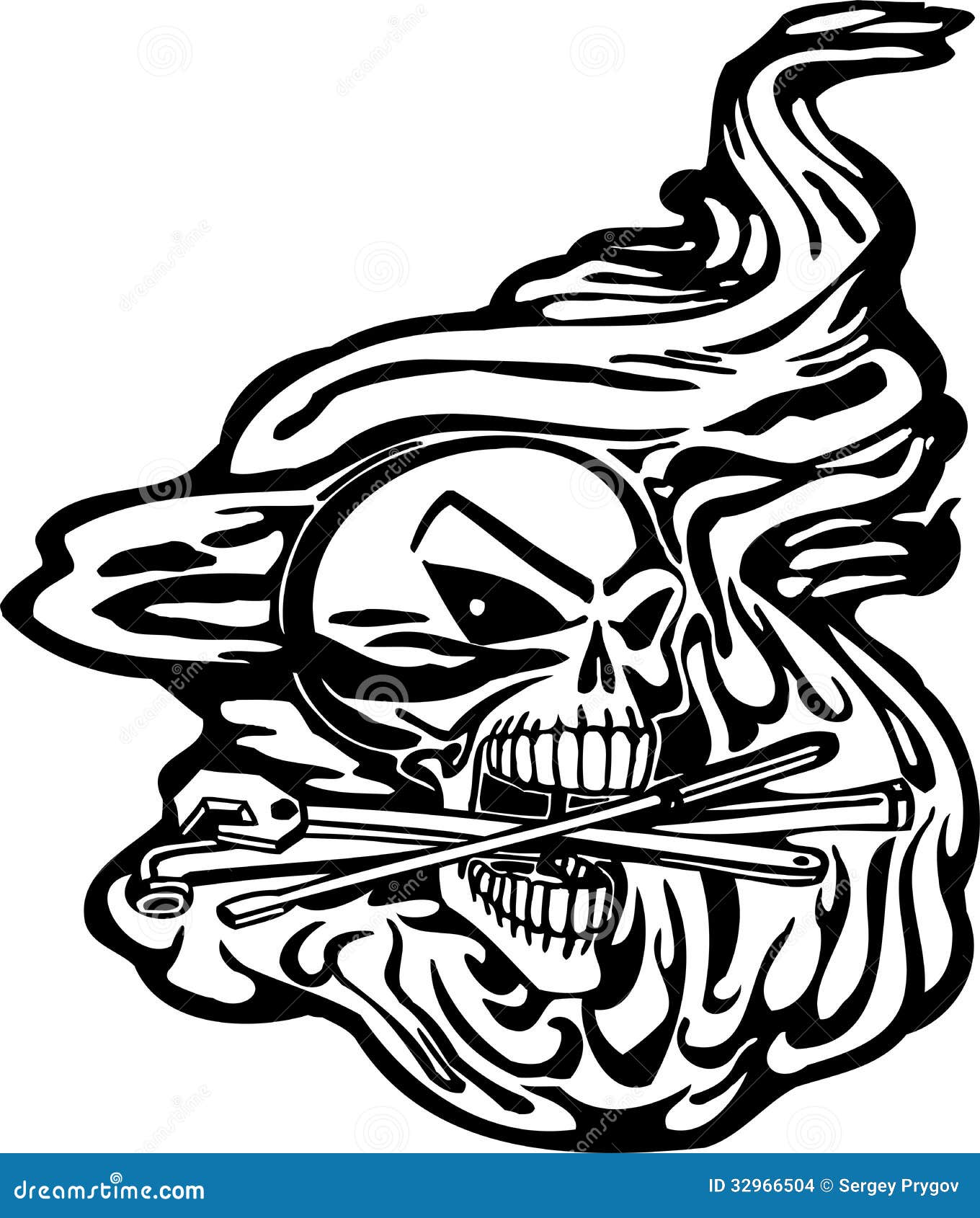 Skull and Motor. Vector Illustration. Stock Vector - Illustration of ...