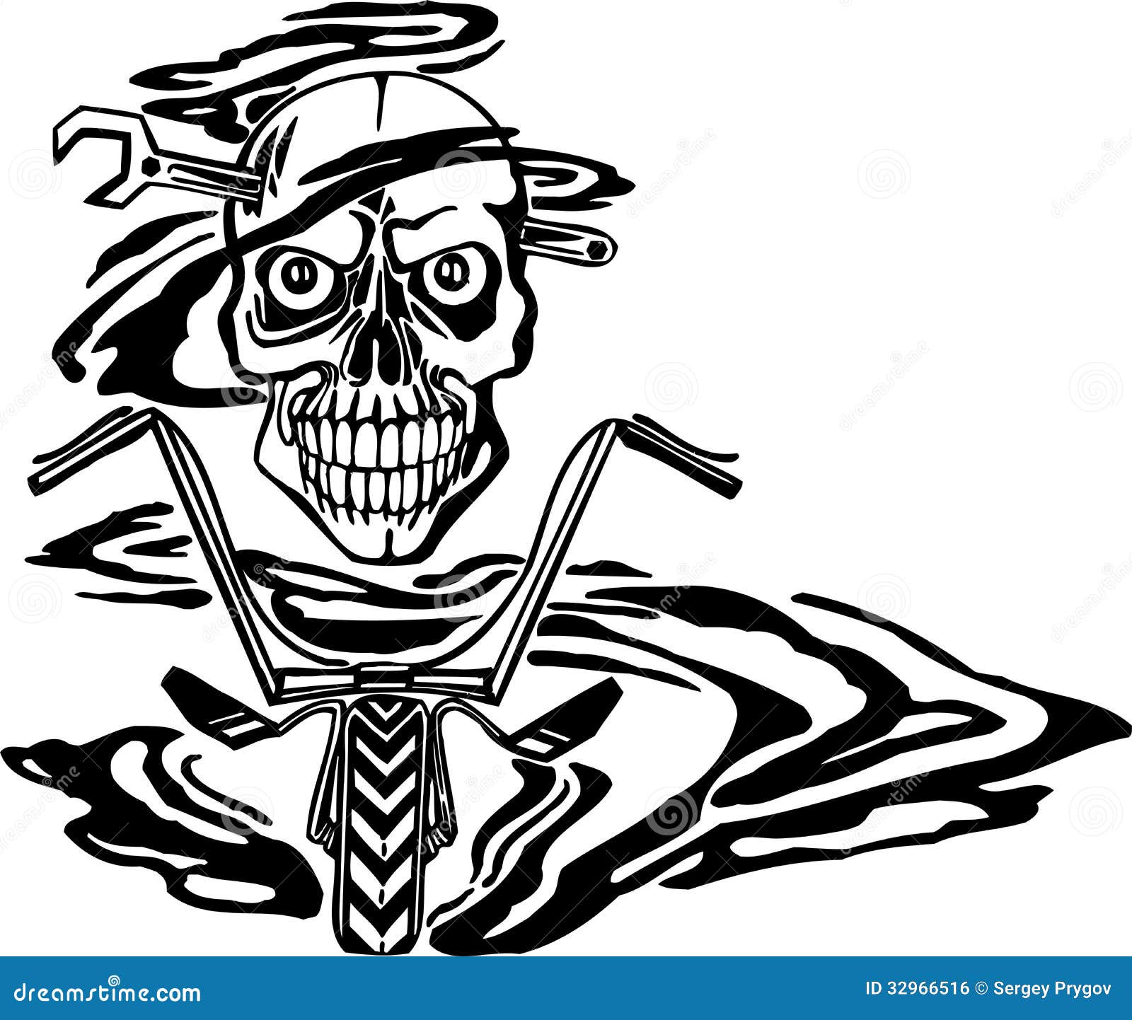 Skull and Motor. Vector Illustration. Stock Vector - Illustration of ...