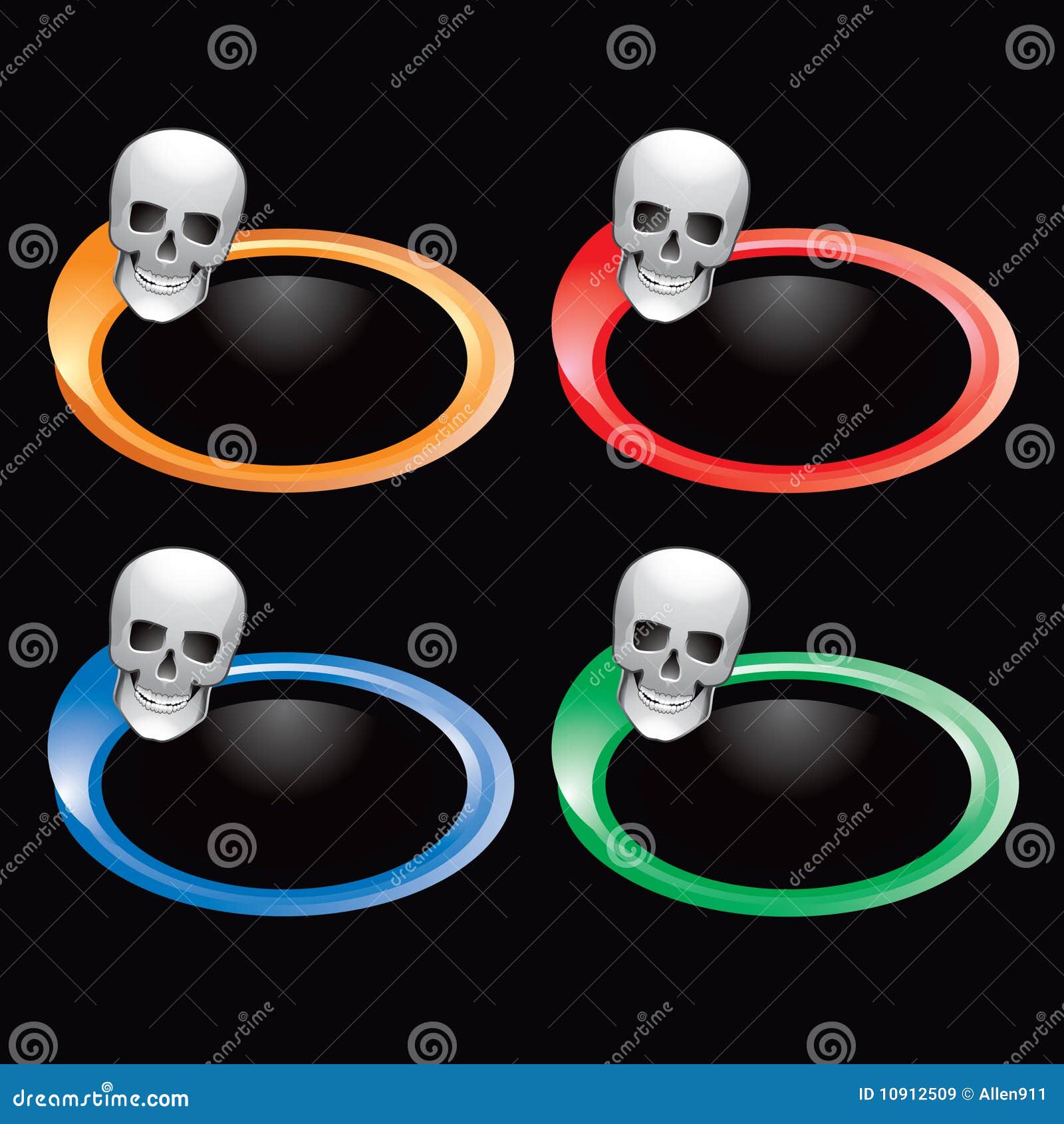 Skull on Multicolored Rings Stock Vector - Illustration of piracy ...