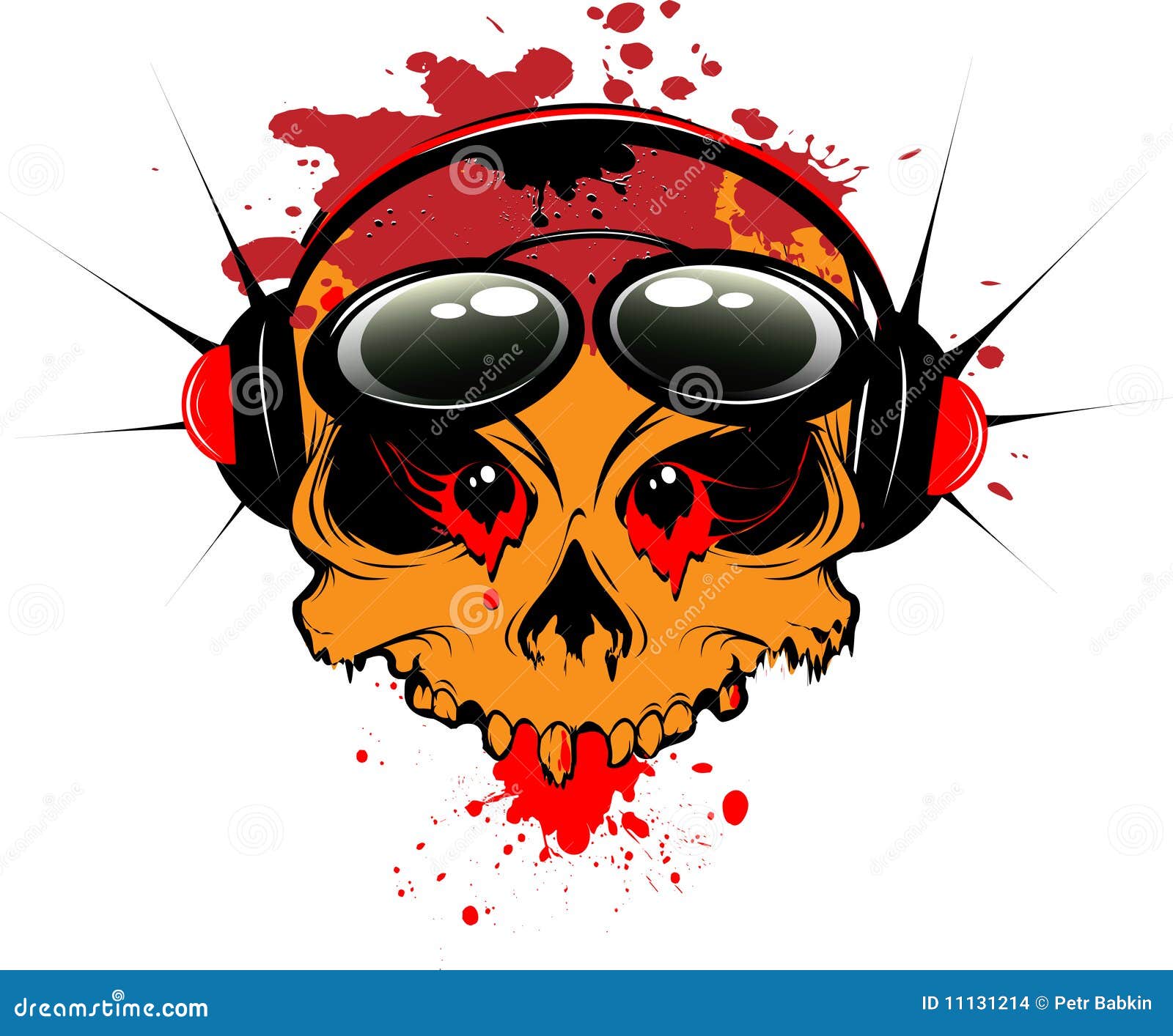 Skull music stock vector. Illustration of listen, evil - 11131214