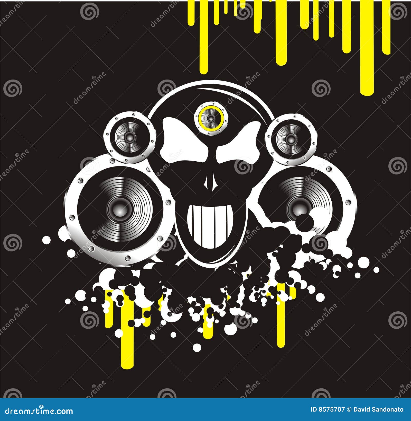 Skull Music Background Cartoon Vector | CartoonDealer.com #8575707