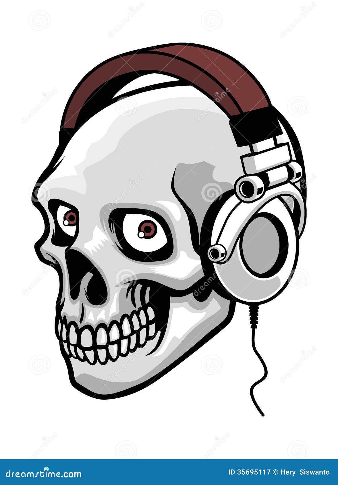 Skull music stock vector. Illustration of skeleton, sound - 35695117