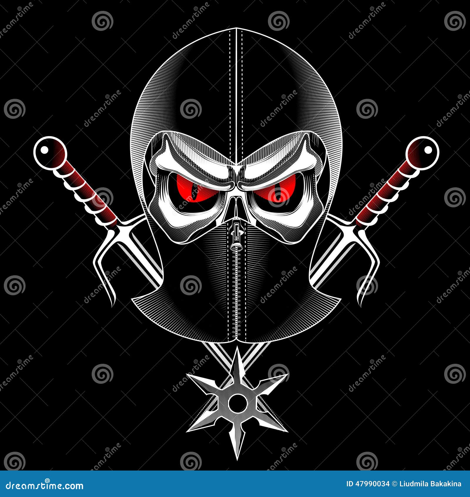 Skull ninja stock vector. Illustration of asian, night - 47990034
