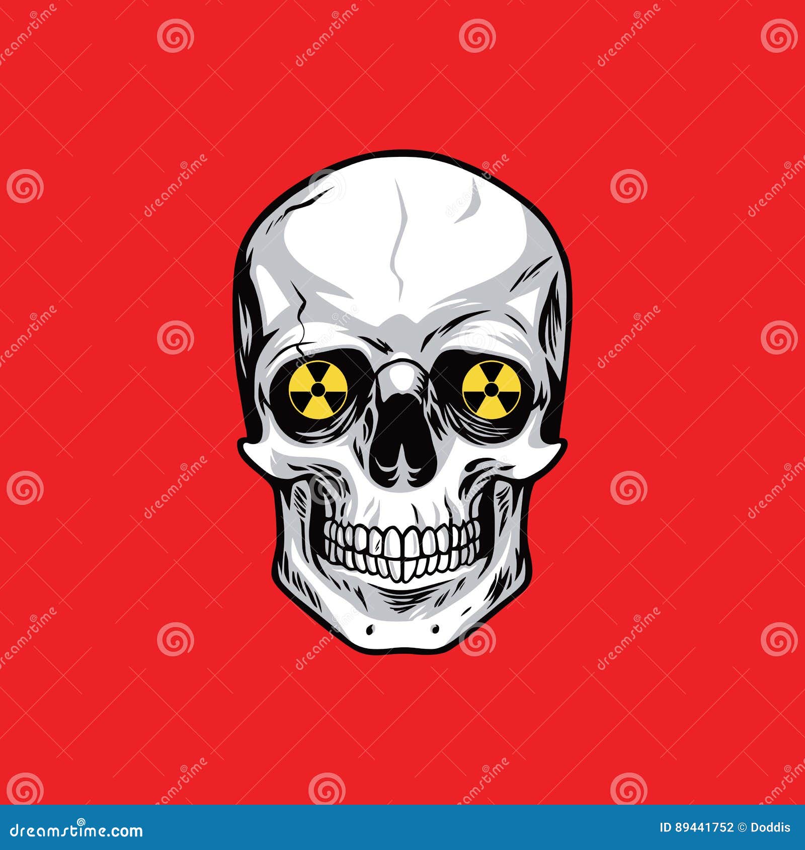 Skull with Nuclear Weapon Sign Symbols Stock Vector - Illustration of ...