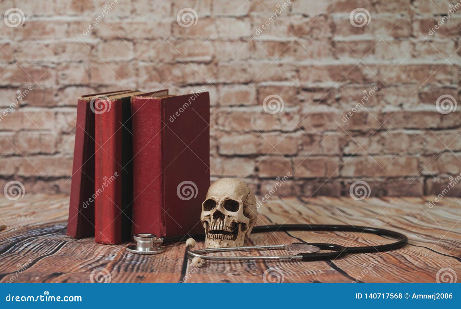 Skull with Old Text Book ,concept with Medical Stock Photo - Image of ...