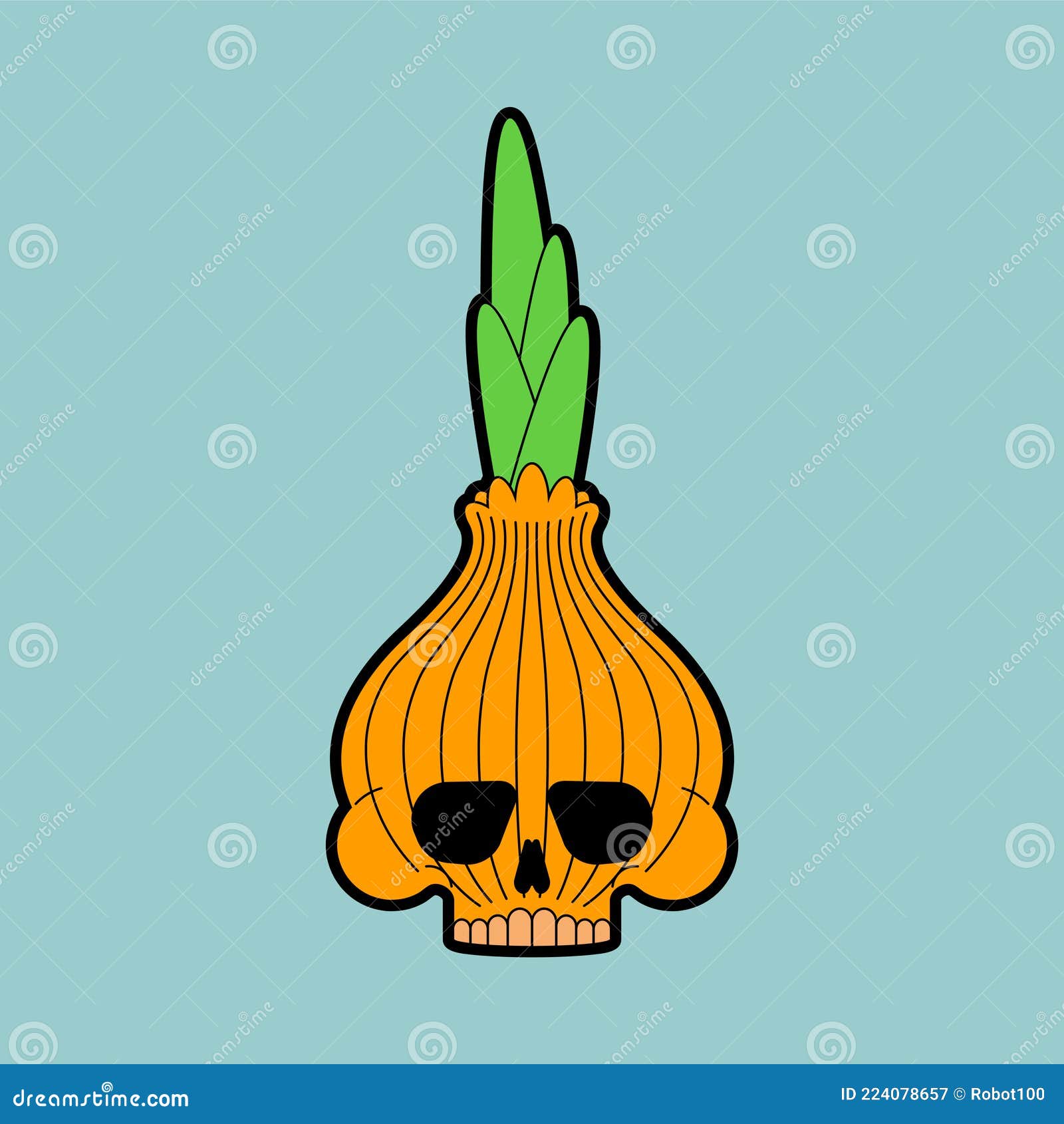 Skull Onion Isolated. Bulb Onions Skeleton Stock Vector - Illustration ...