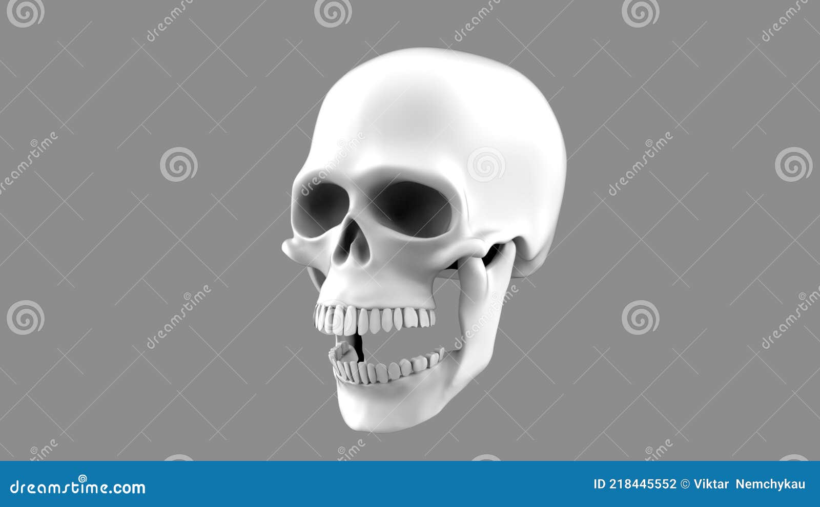 Skull Profile Open Mouth Drawing