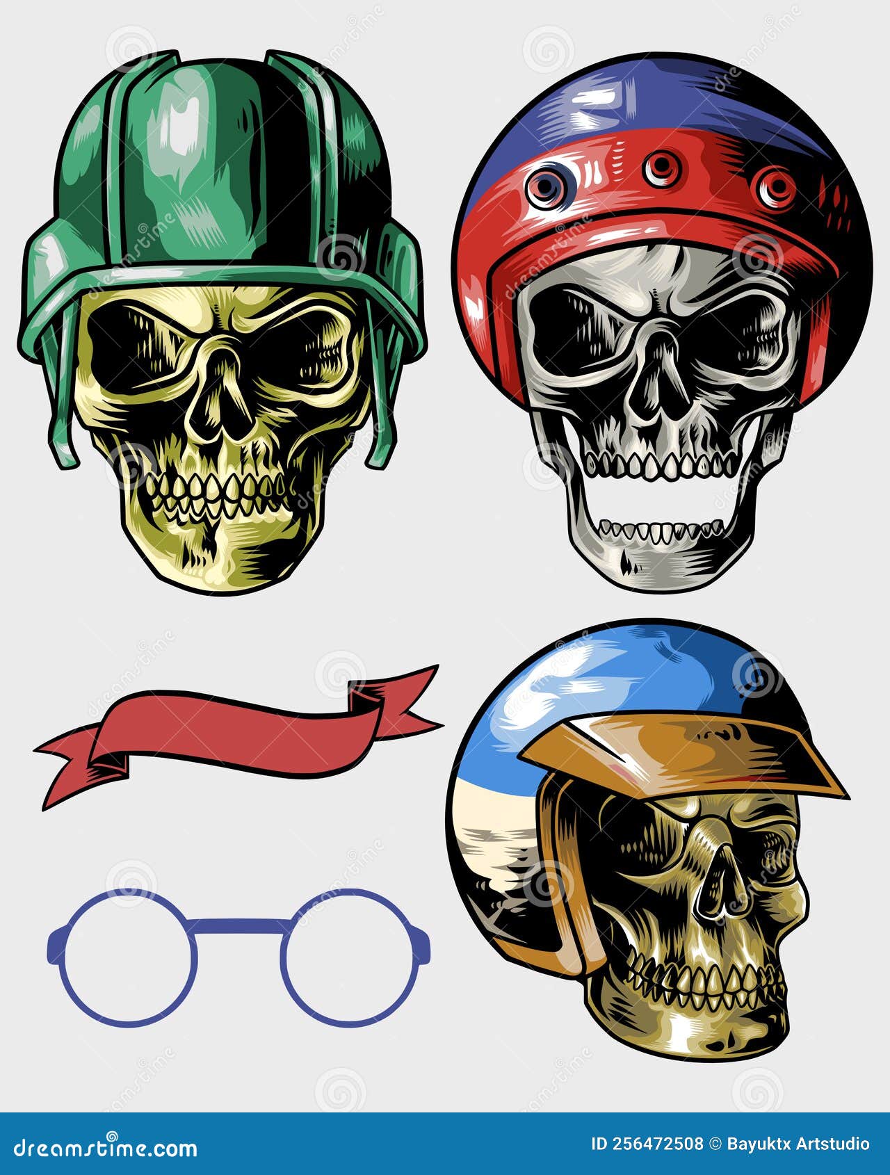 Skull Pack with Ribbon and Cool Glasses Stock Vector - Illustration of ...