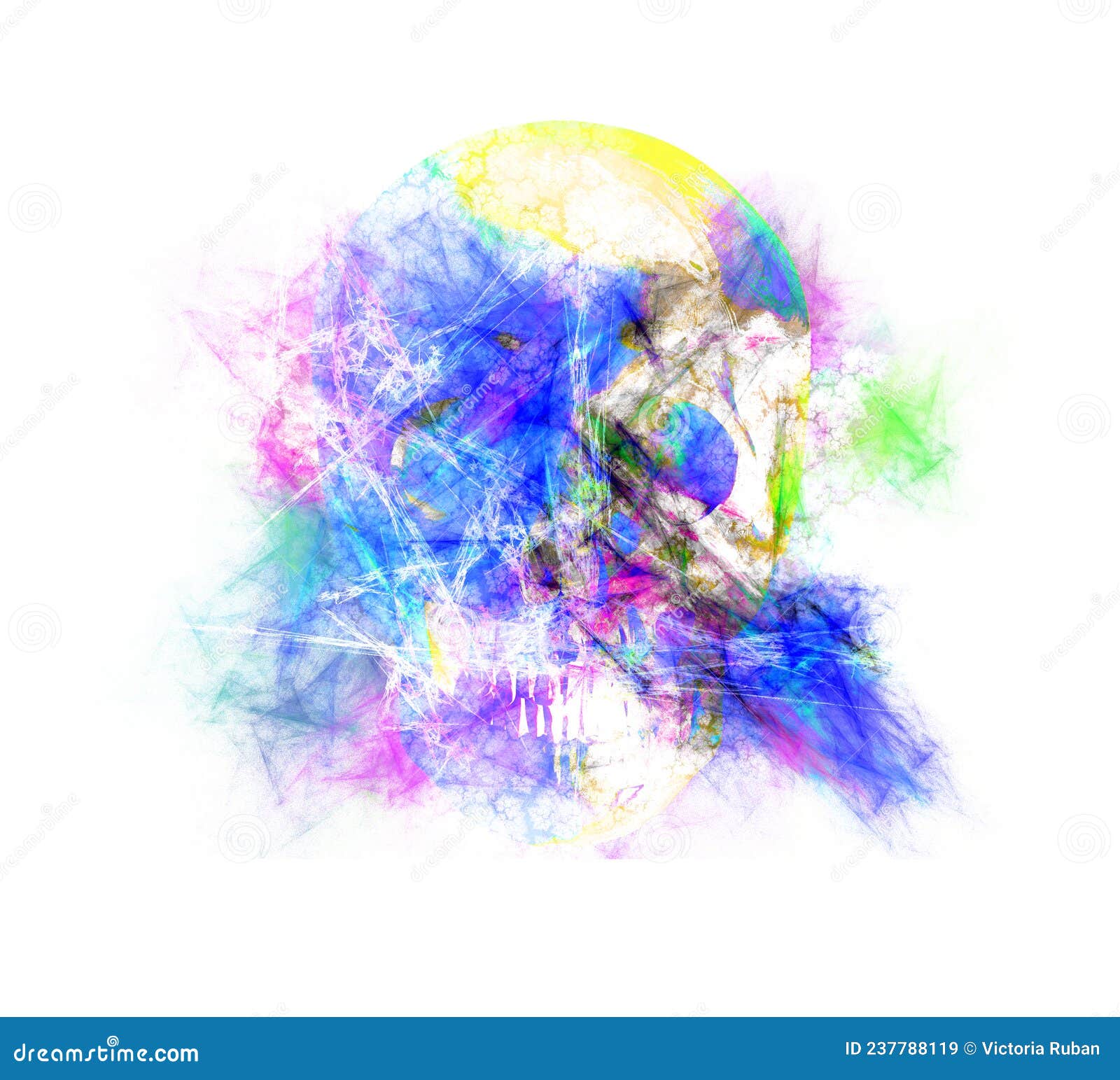A Skull with Paint Splatter Stock Illustration - Illustration of head ...