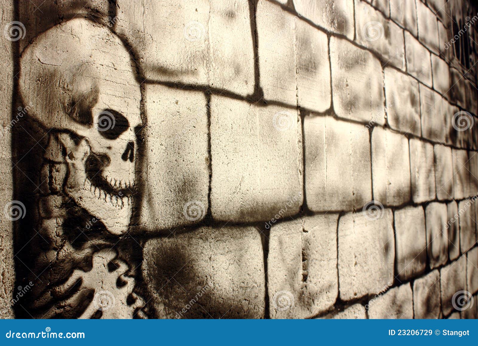 Skull painted on a wall stock image. Image of wall, dark - 23206729