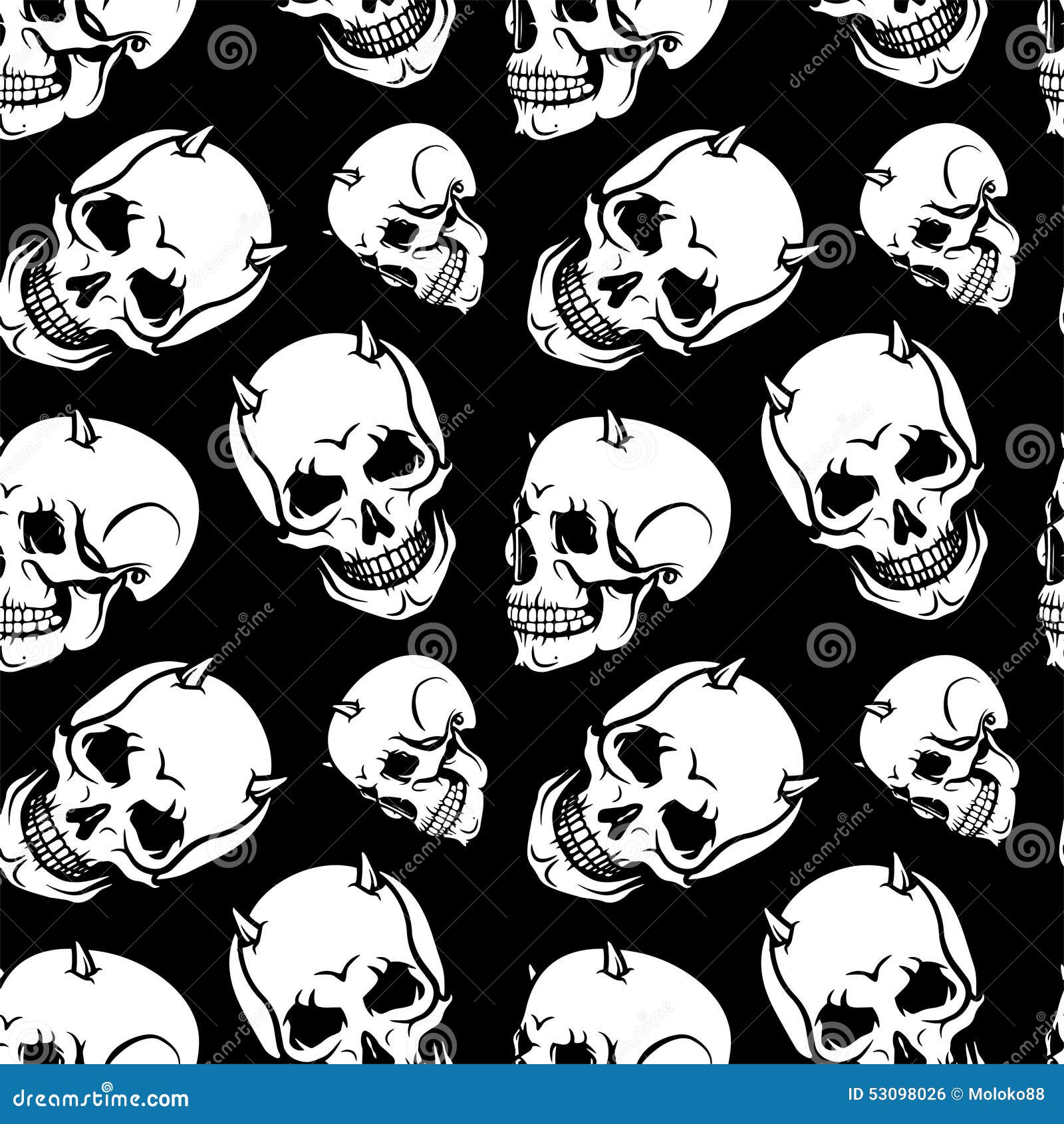 Skull pattern stock vector. Illustration of style, drawing - 53098026