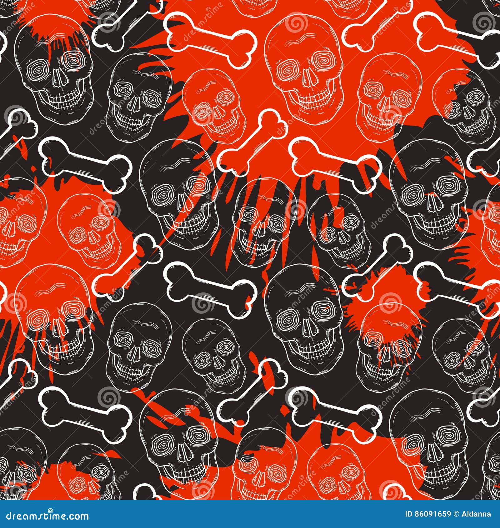Skull pattern with bone stock vector. Illustration of curve - 86091659